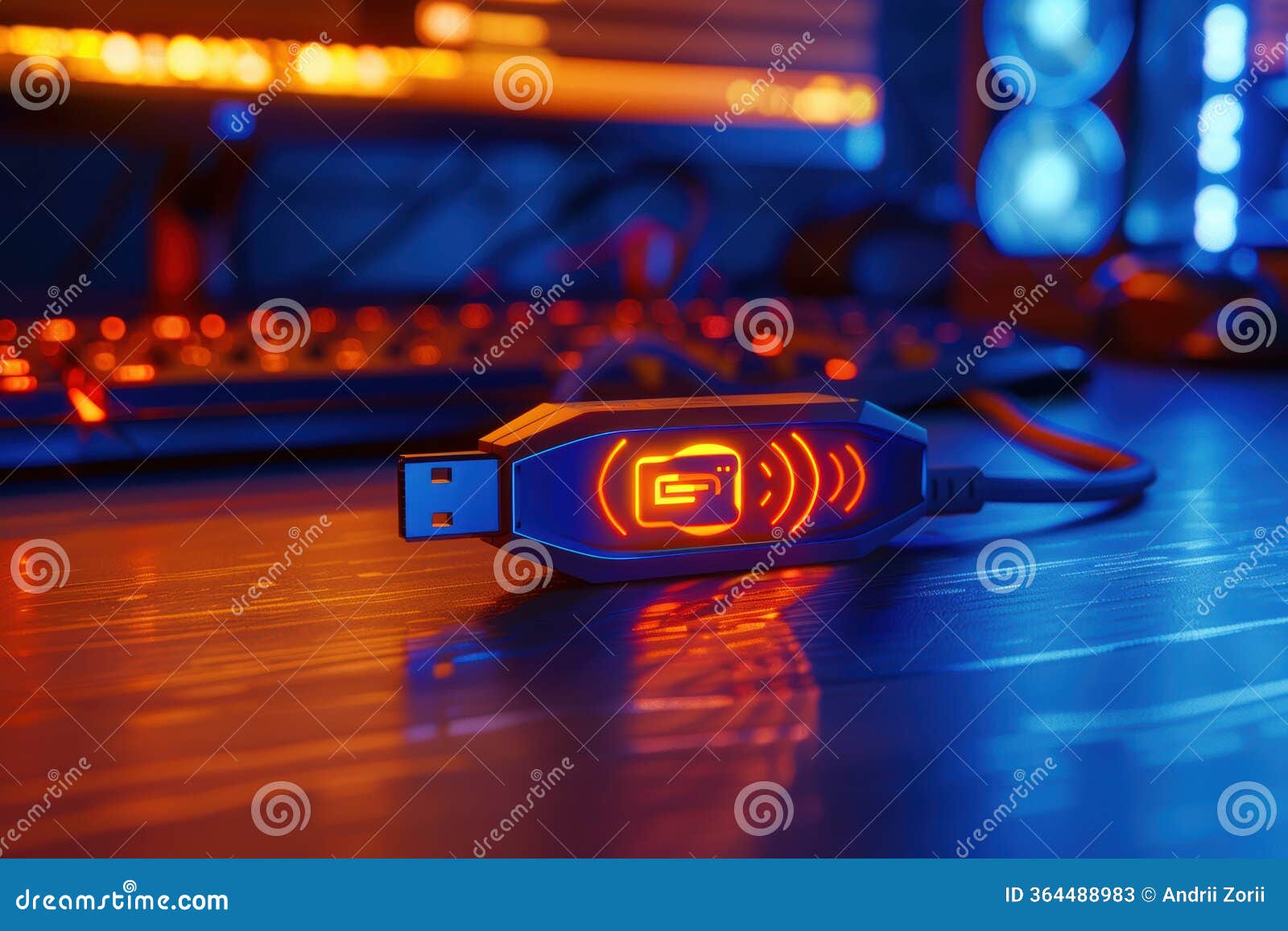 Secure Digital Storage - Encrypted USB Drive With Glowing Firewall And ...