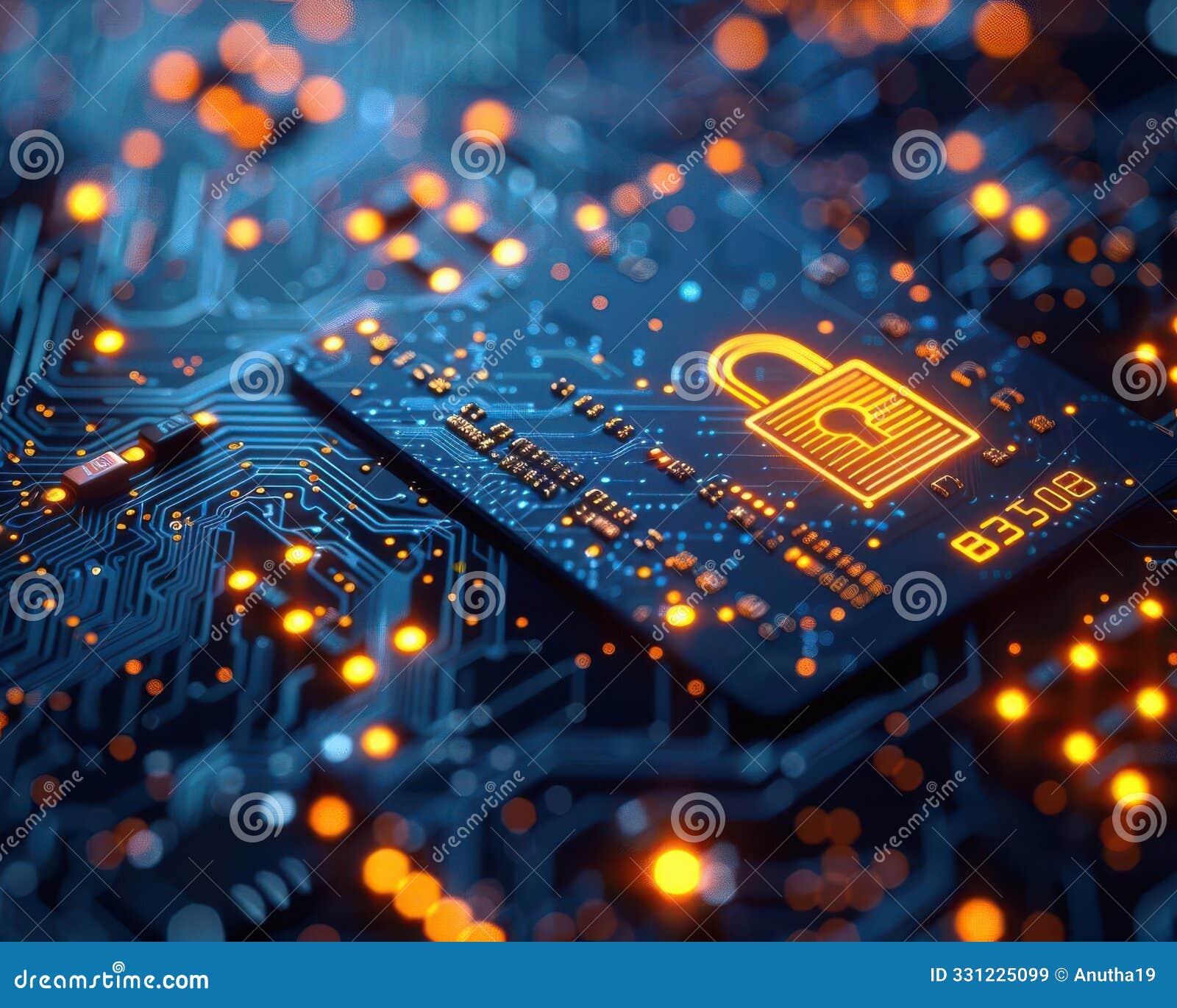 Secure Digital Technology with Glowing Lock Symbol on Circuit Board ...