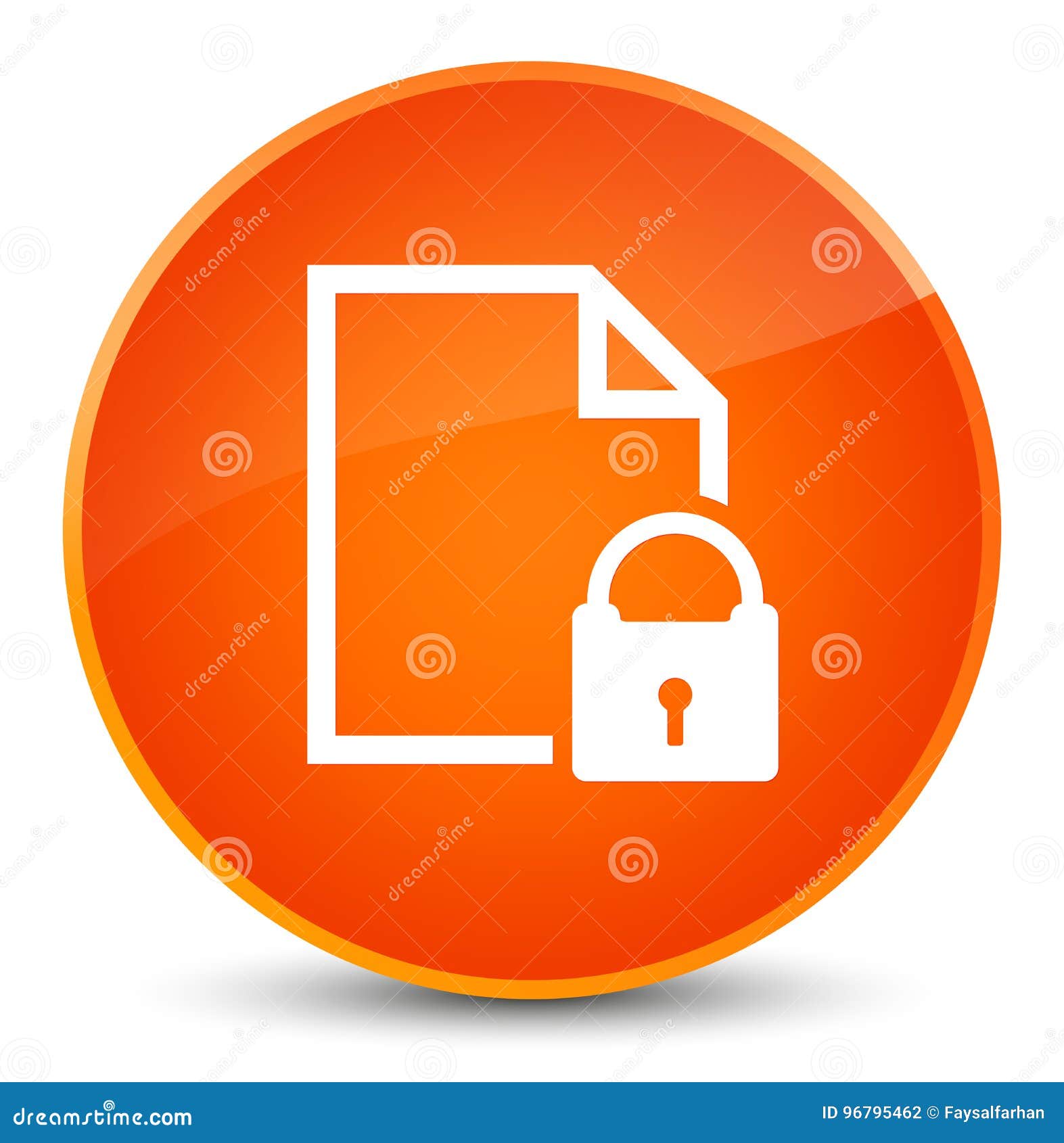 Secure Document Icon Elegant Orange Round Button Stock Illustration ...