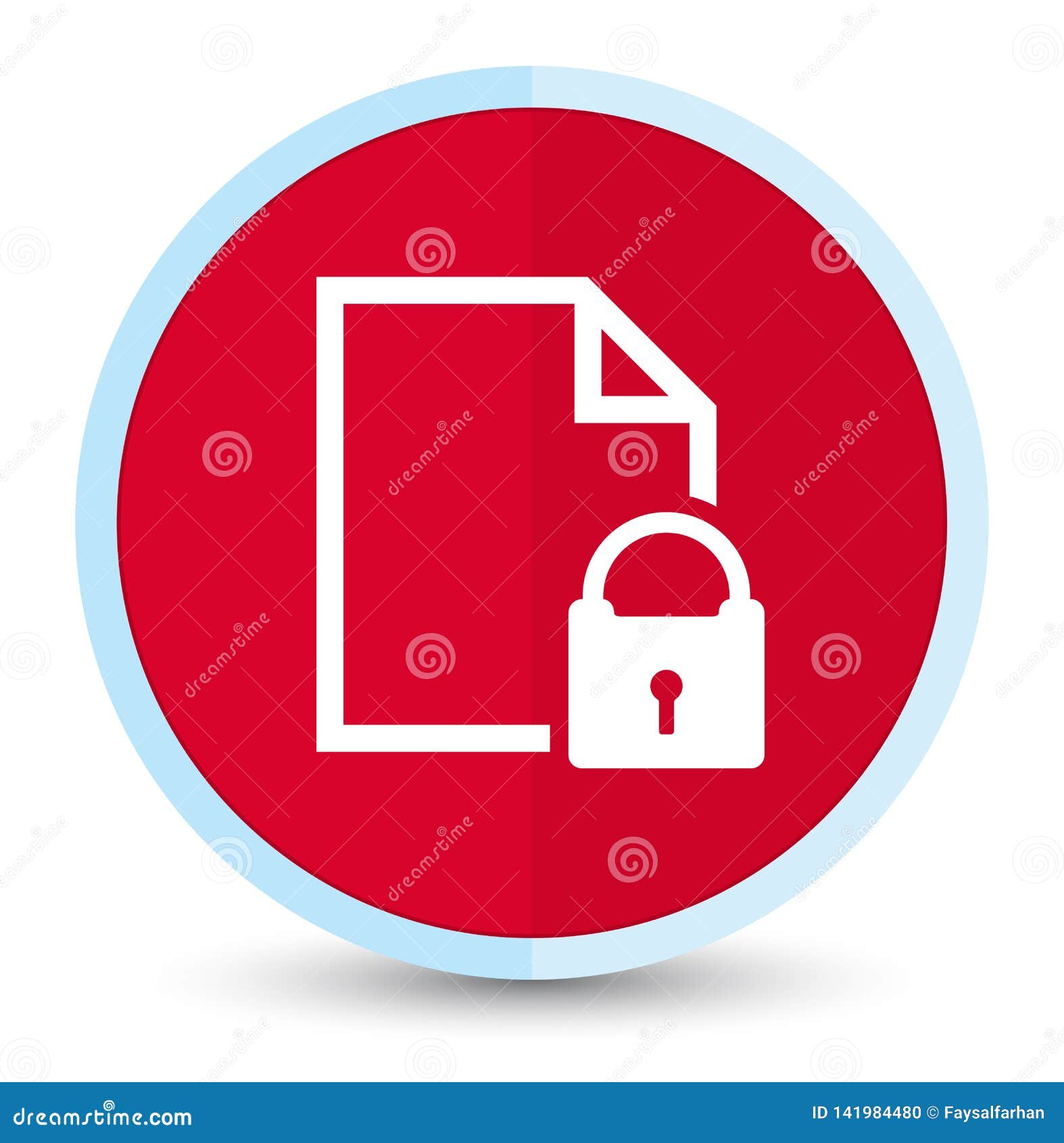 Secure Document Icon Flat Prime Red Round Button Stock Vector ...