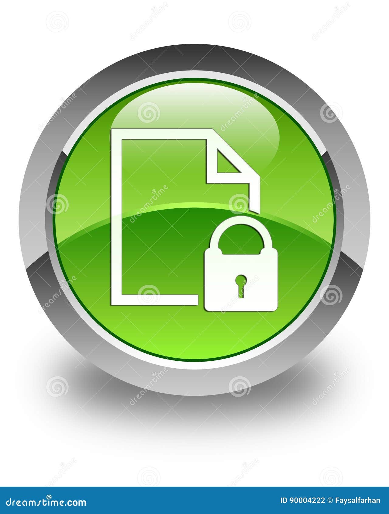 Secure Document Icon Glossy Green Round Button Stock Illustration ...