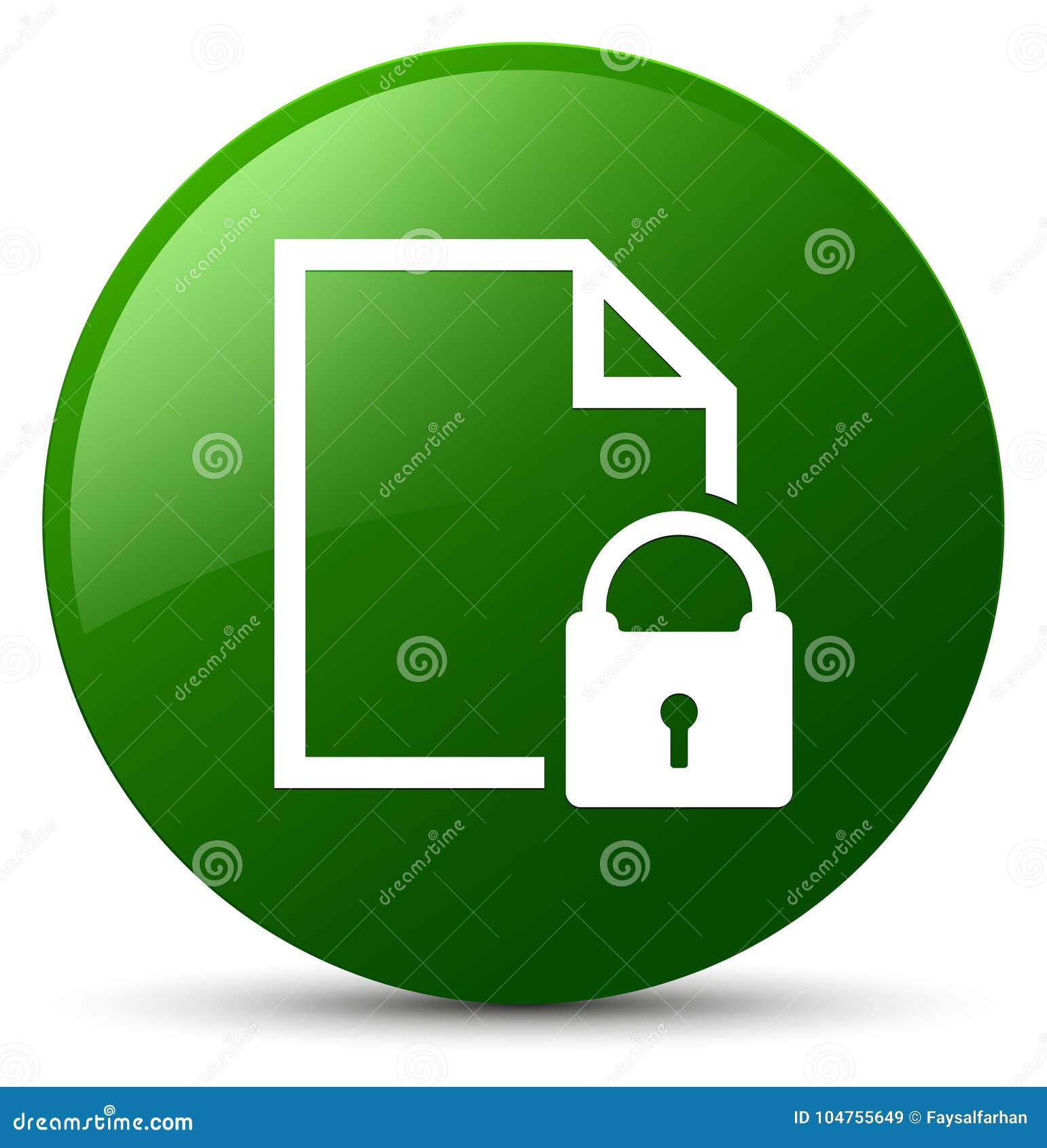 Secure Document Icon Green Round Button Stock Illustration ...