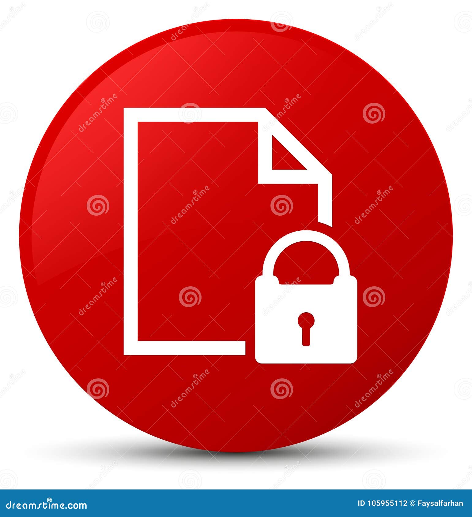 Secure Document Icon Red Round Button Stock Illustration - Illustration ...