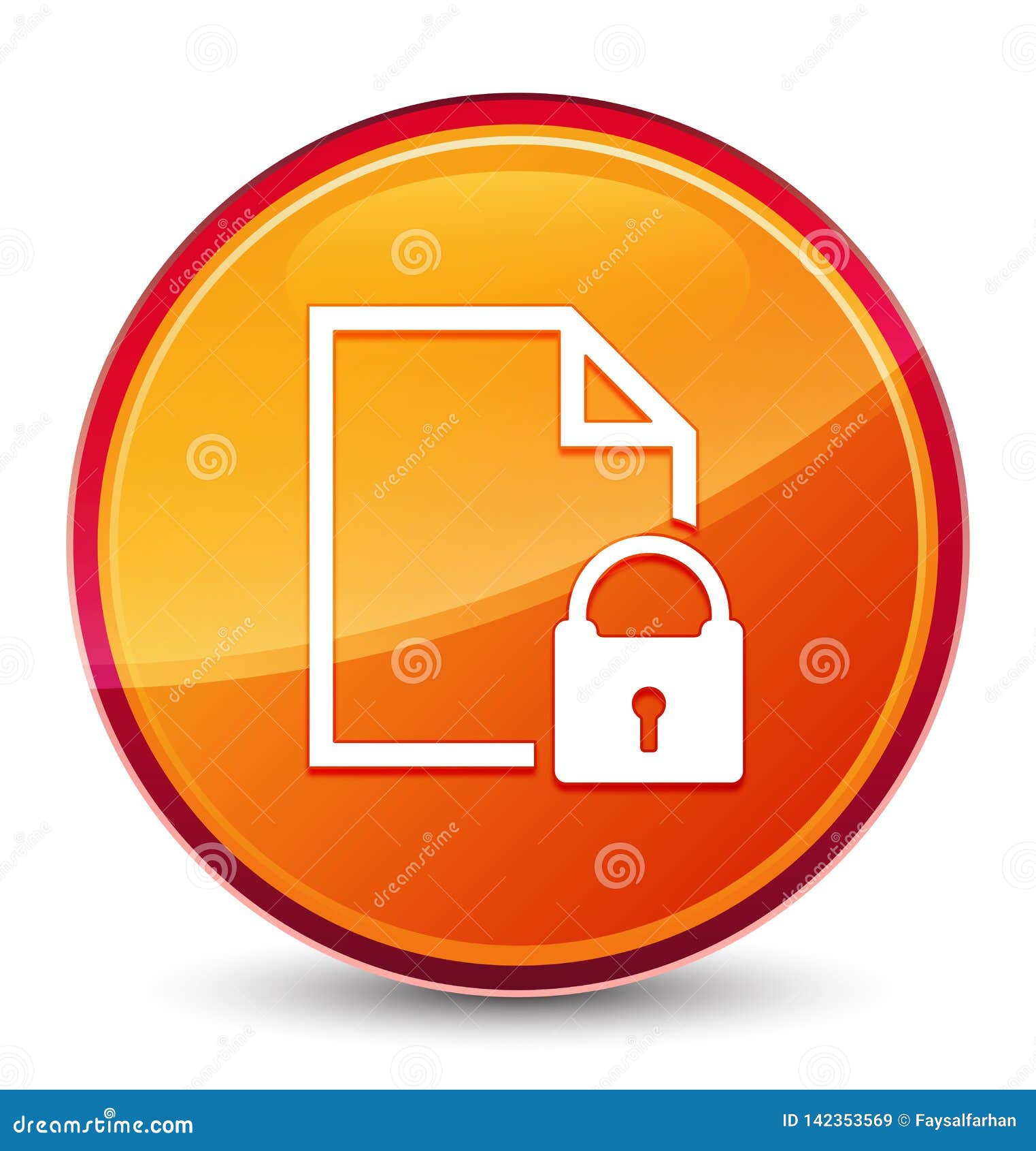 Secure Document Icon Special Glassy Orange Round Button Stock Vector ...
