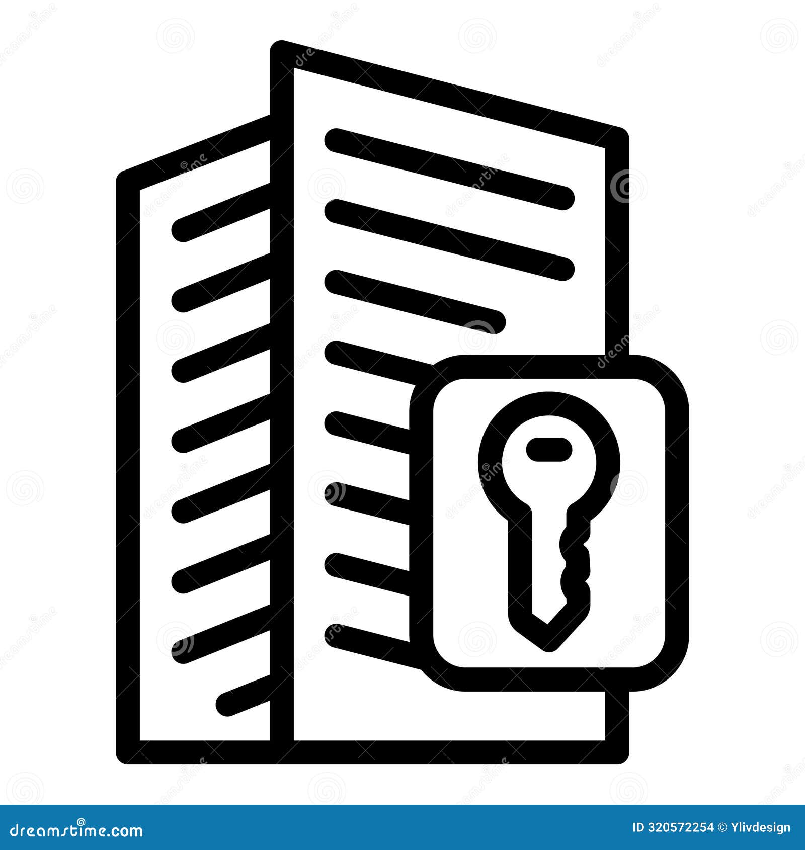 Secure Document Icon with Key Stock Vector - Illustration of document ...