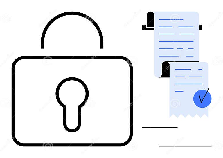 Secure Document with Padlock and Check Mark for Privacy and ...