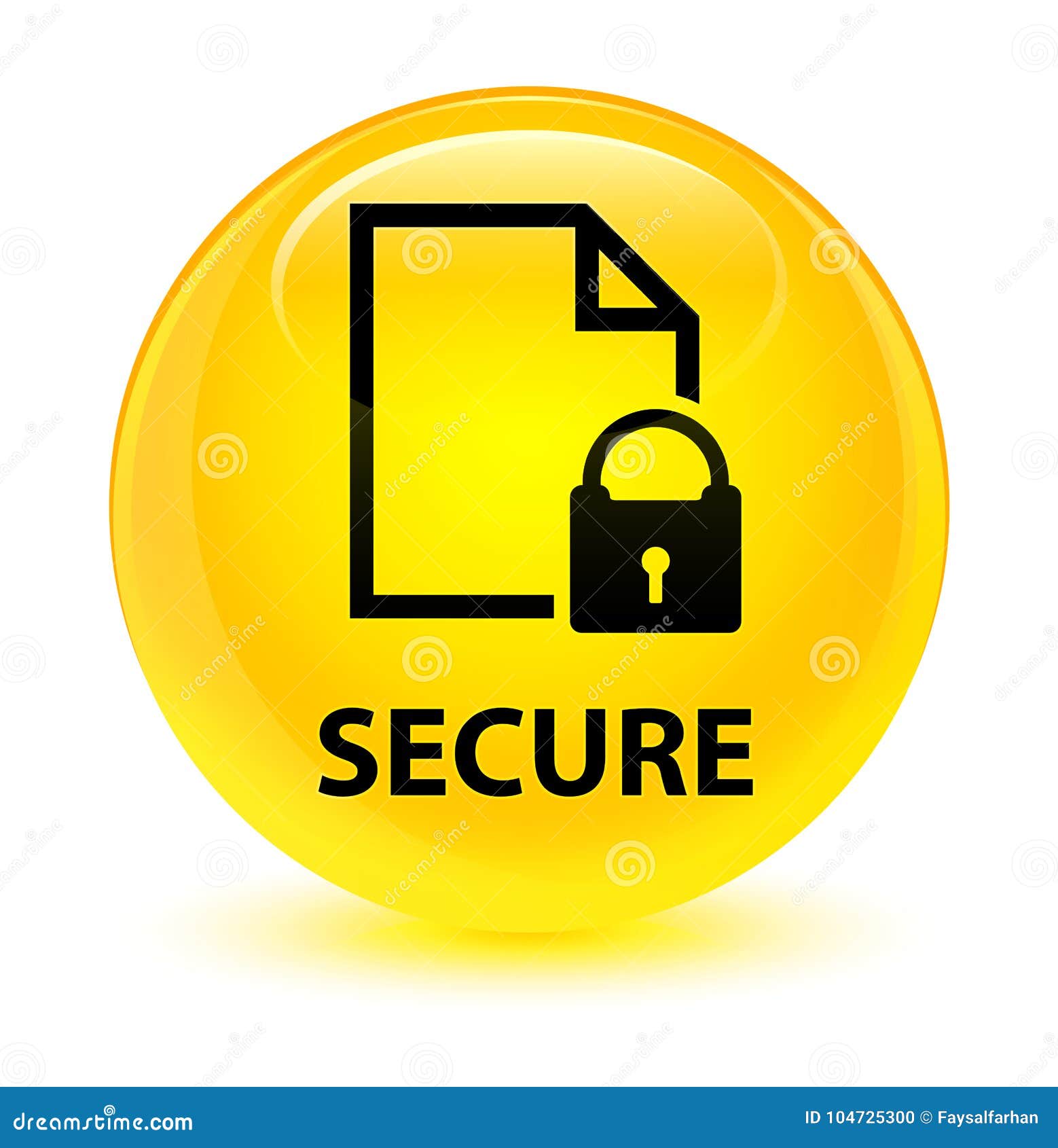 Secure (document Page Padlock Icon) Glassy Yellow Round Button Stock ... Secure (document Page Padlock Icon) Glassy Yellow Round Button Stock ...