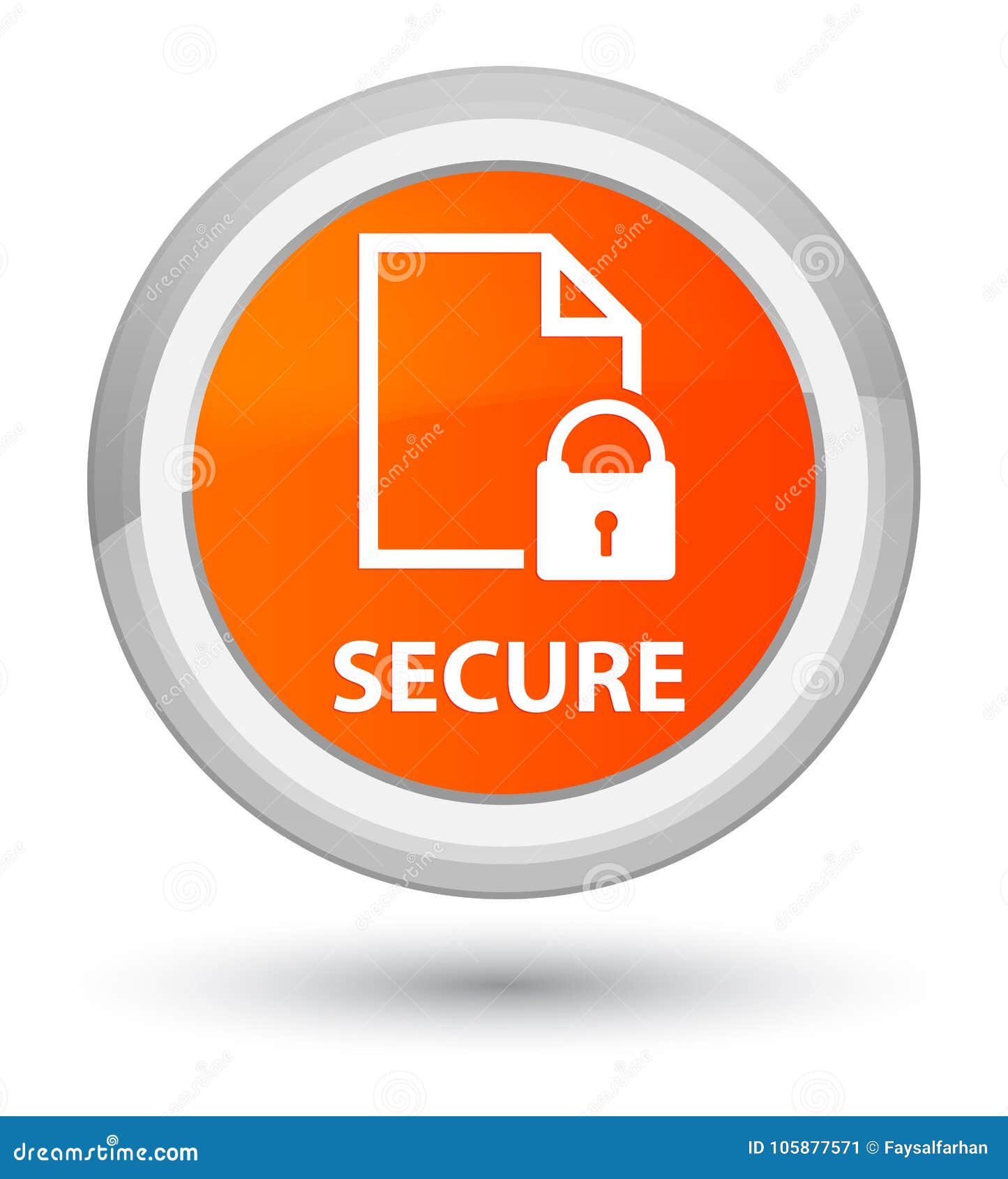Secure (document Page Padlock Icon) Prime Orange Round Button Stock ...
