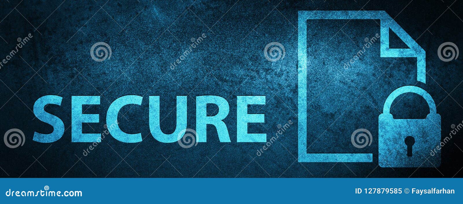 Secure (document Page Padlock Icon) Special Blue Banner Background ...