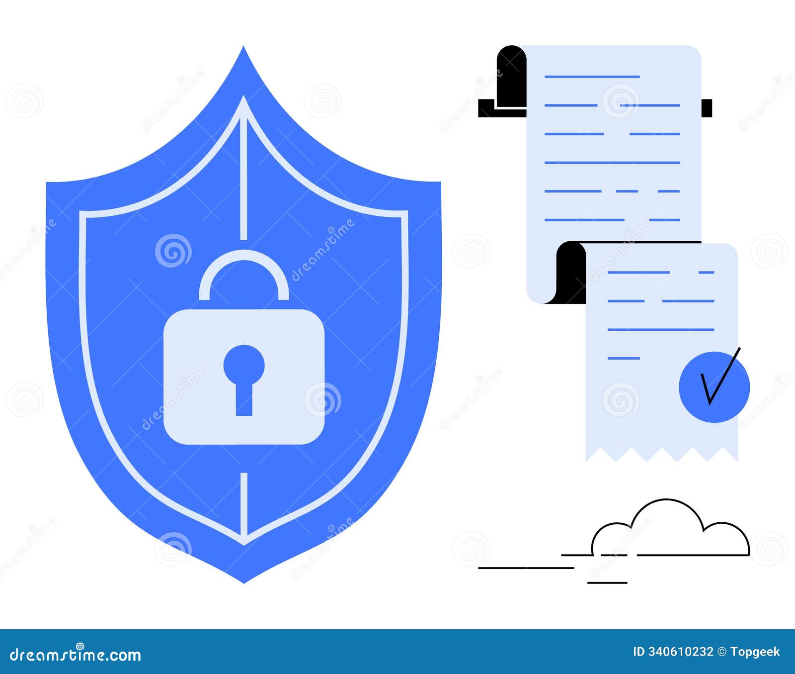 Secure Document Protection Concept with Shield and Lock Symbol Stock ...