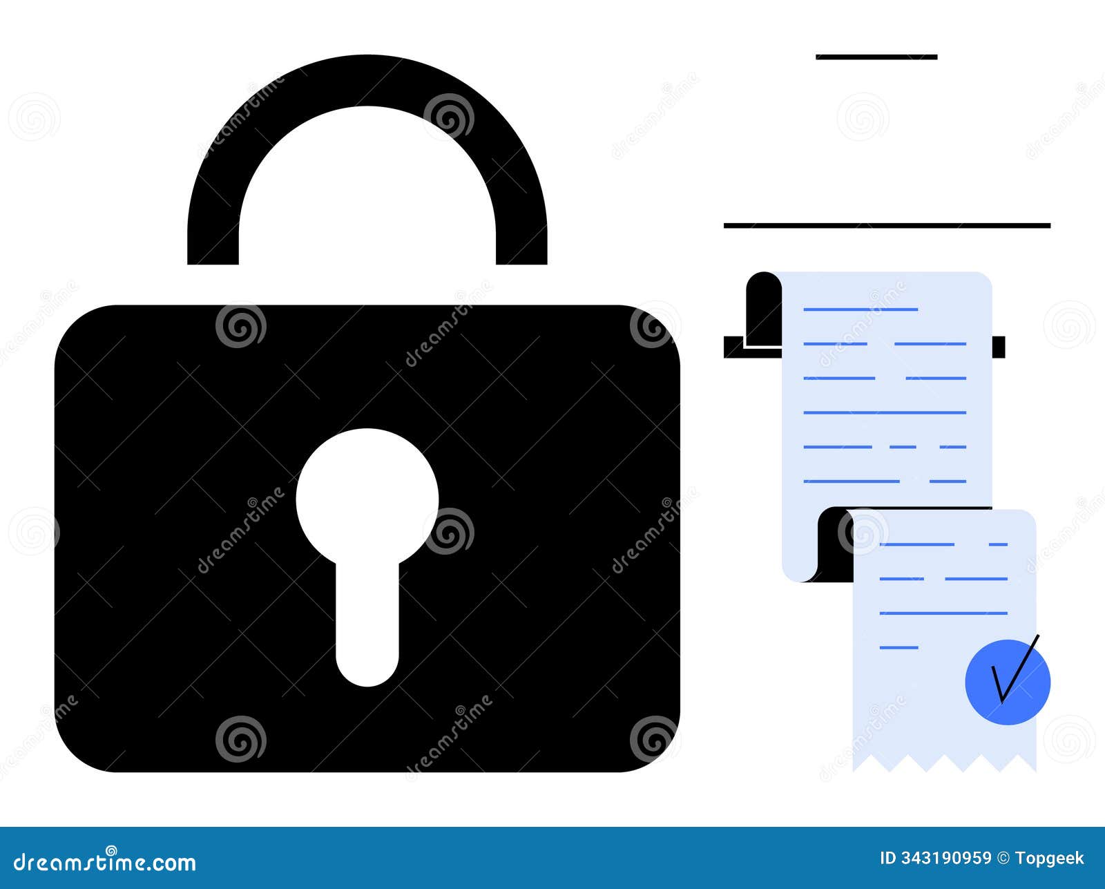 Secure Document Verification with Lock Symbol and Receipt Stock ...