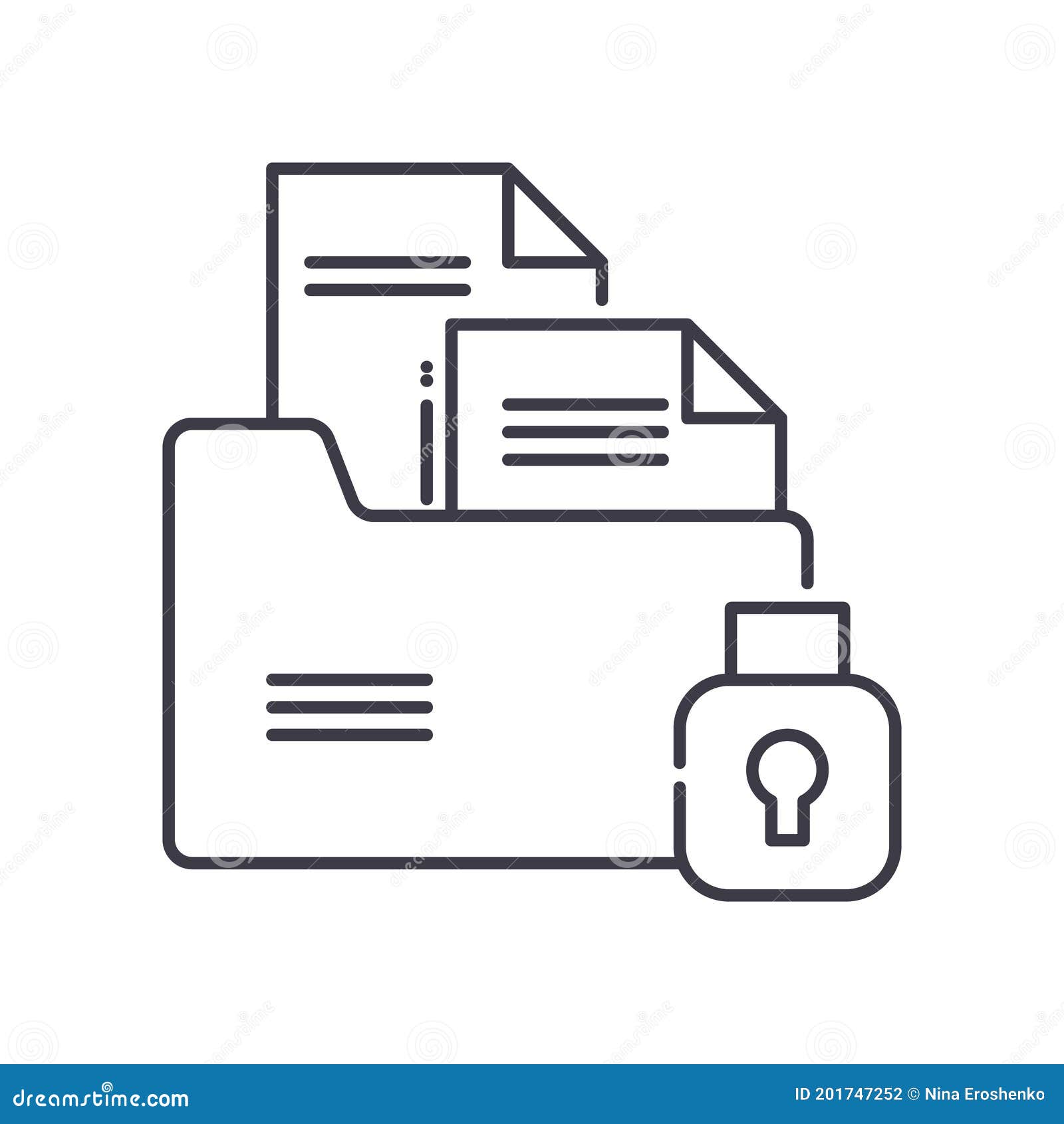 Secure Documents Icon, Linear Isolated Illustration, Thin Line Vector ...