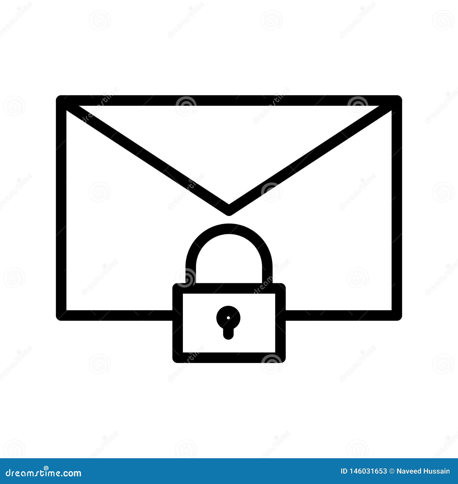 Secure Email Thin Line Vector Icon Stock Illustration - Illustration of ...