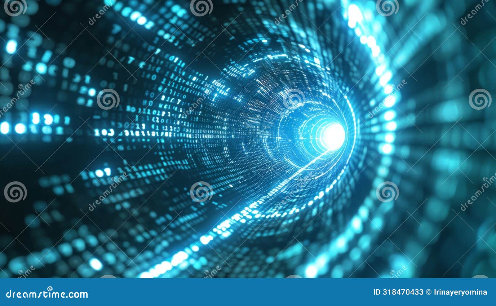 Secure Encrypted Connection Tunnel Visualized in Light and Code Stock ...