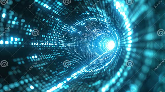 Secure Encrypted Connection Tunnel Visualized in Light and Code Stock ...