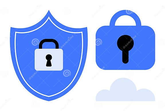 Secure Encryption Protection Emblems Shown with Shield and Lock Symbols ...