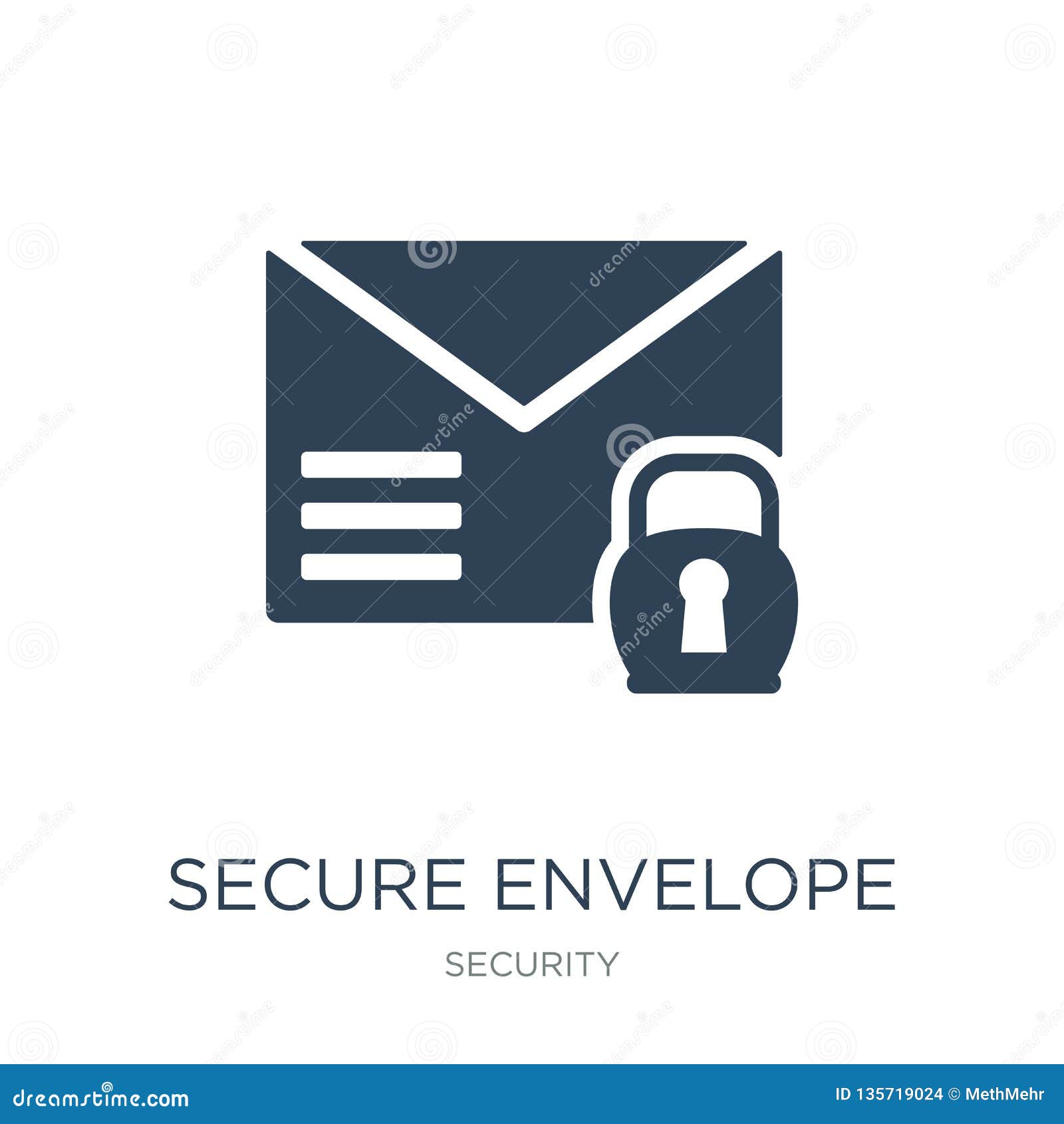 Secure Envelope Icon in Trendy Design Style. Secure Envelope Icon ...