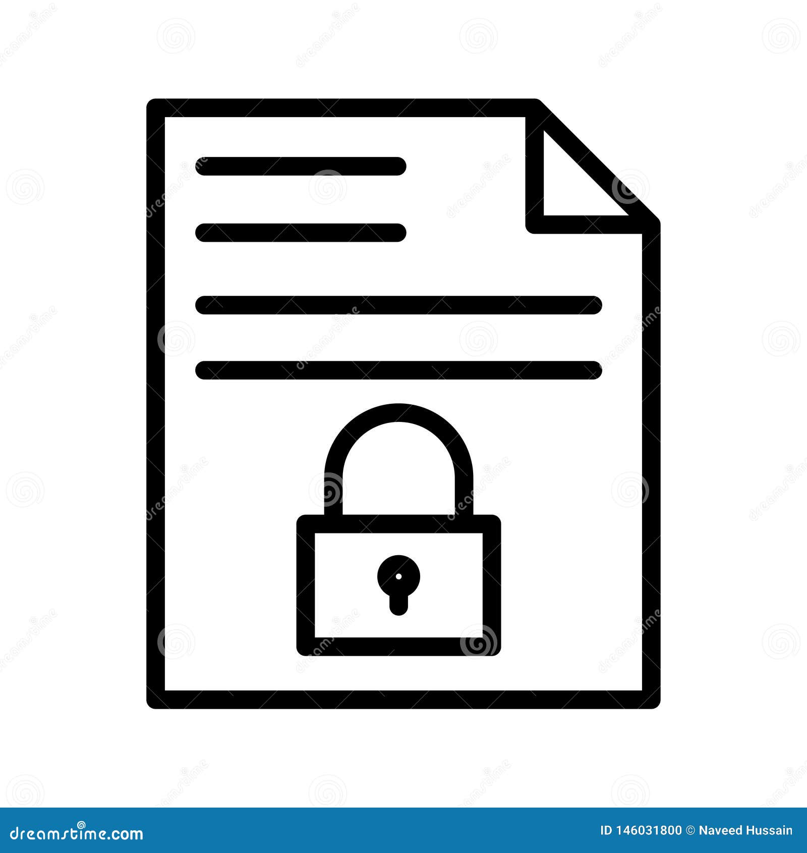 Secure File Thin Line Vector Icon Stock Vector - Illustration of ...