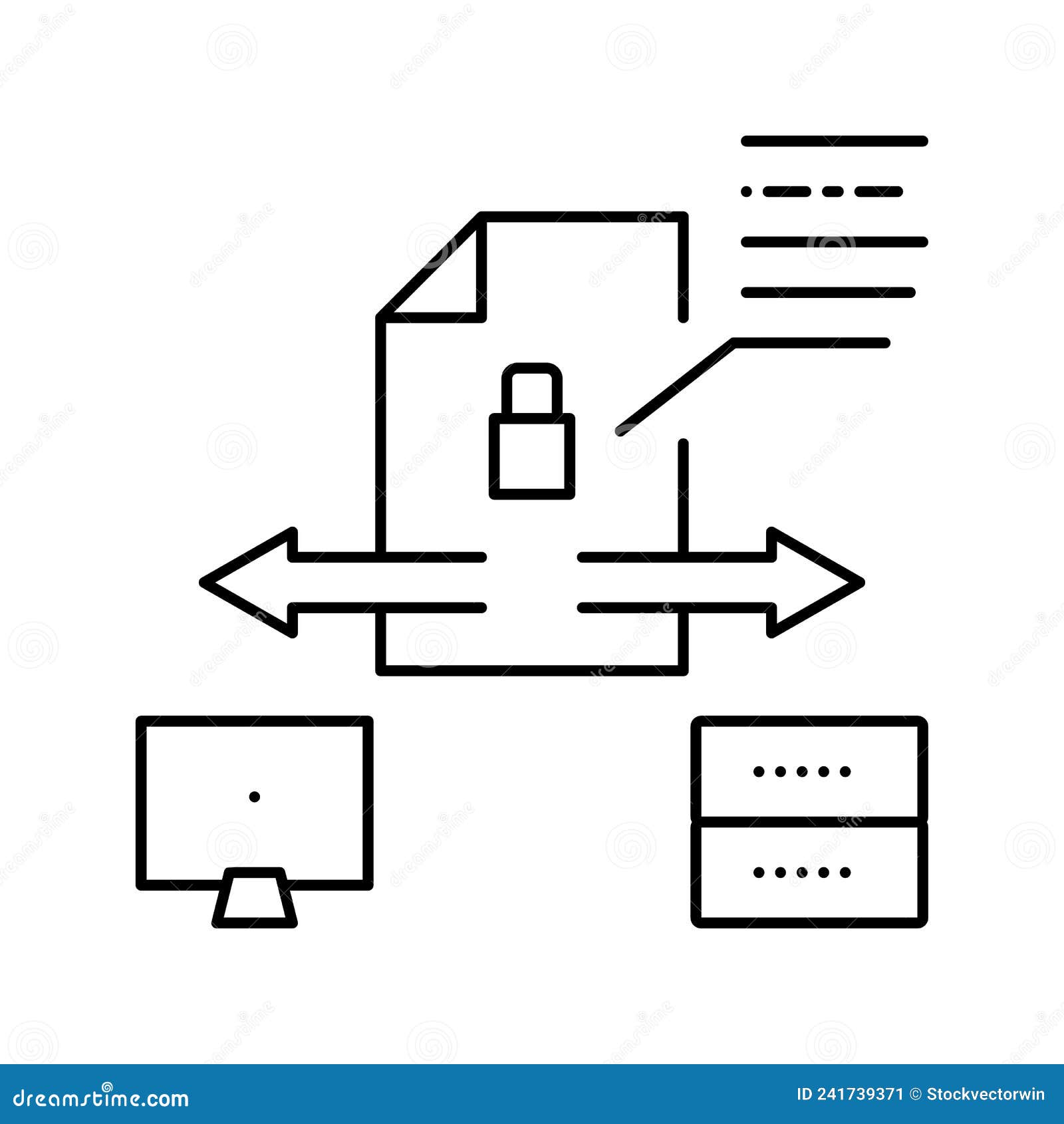 Secure File Upload Computer Server Line Icon Vector Illustration Stock ...