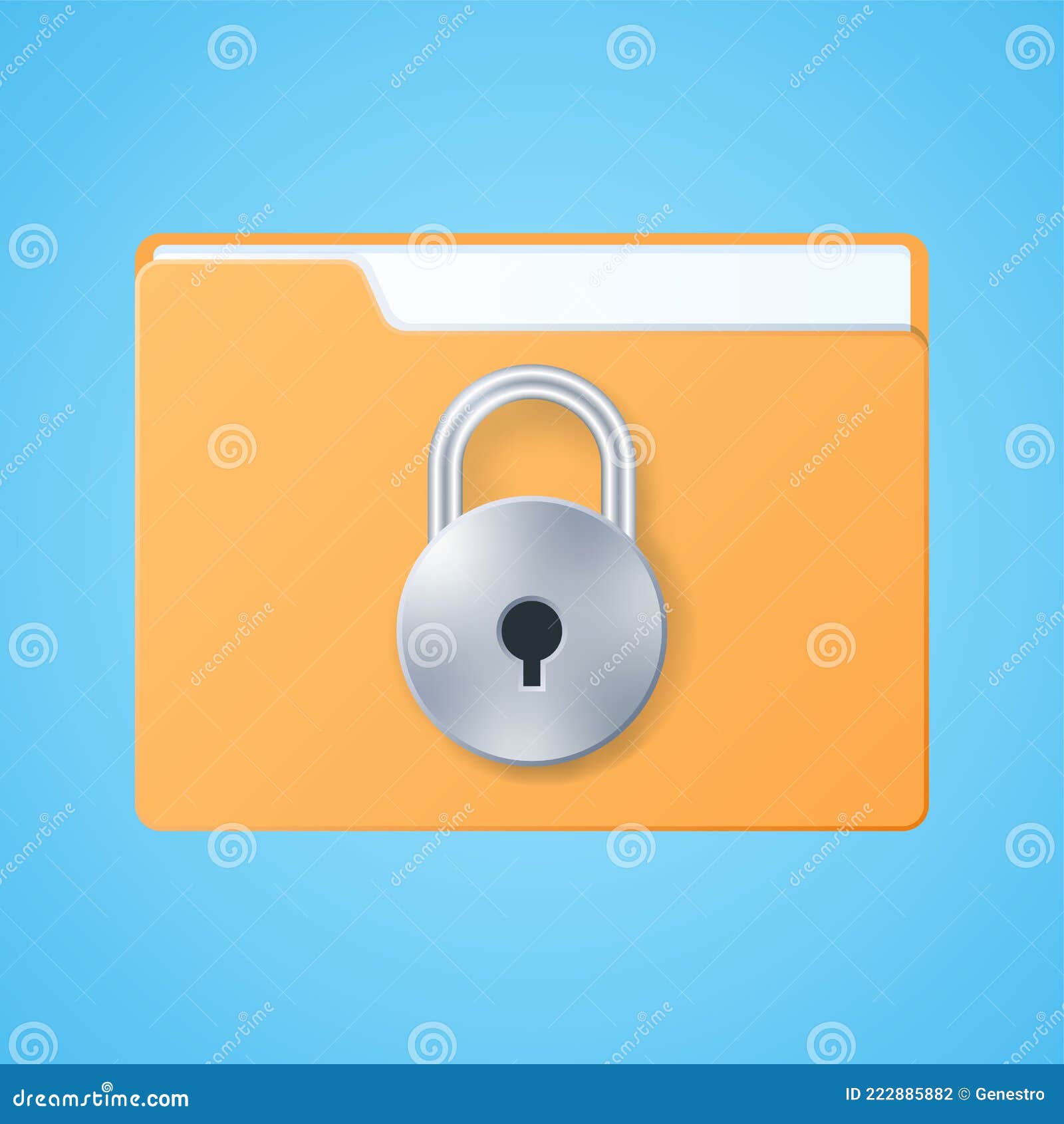 Secure Files Folder with Lock on Blue Background Stock Vector ...