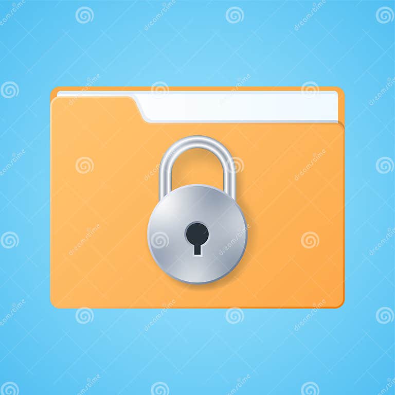 Secure Files Folder with Lock on Blue Background Stock Vector ...
