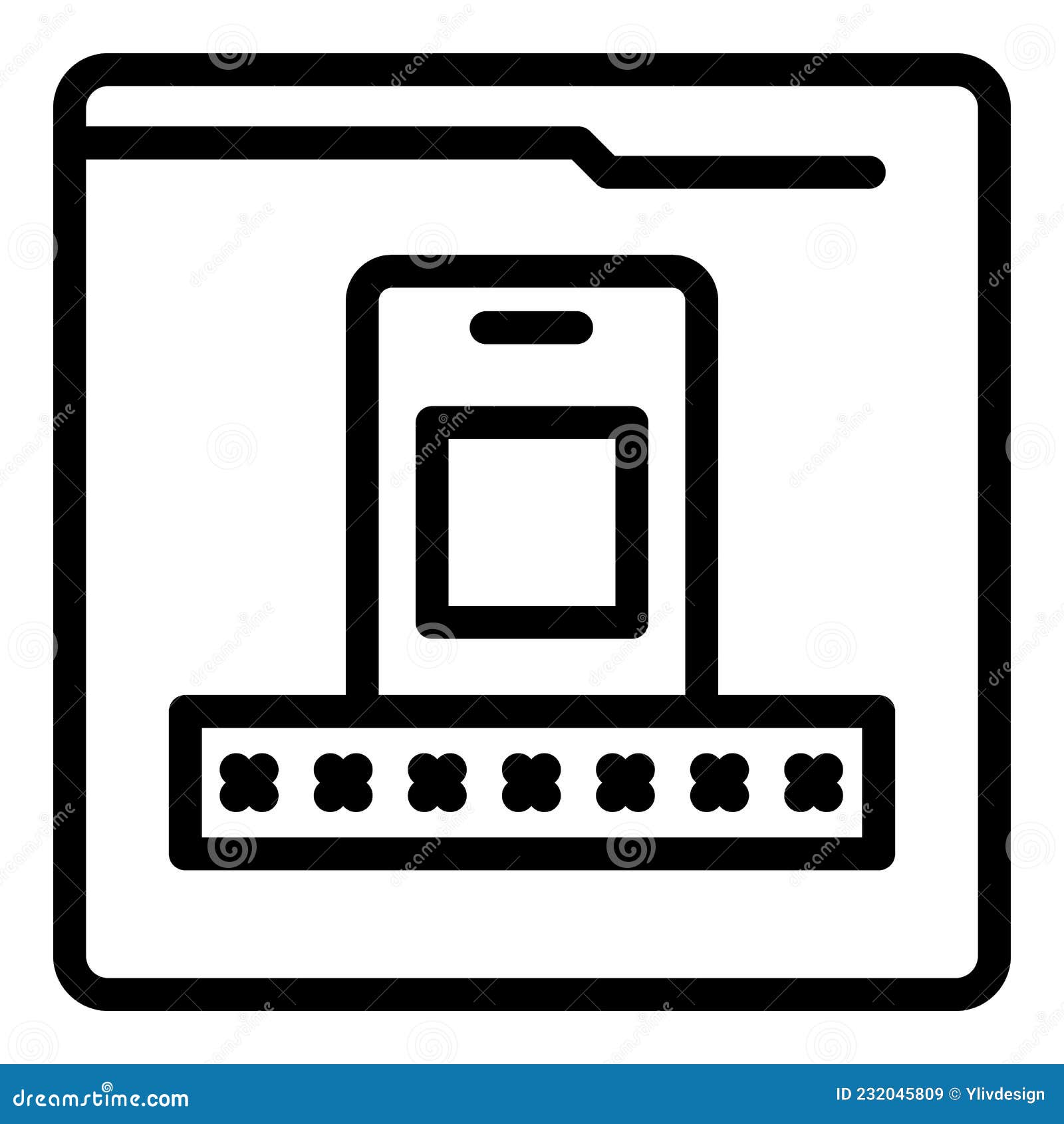 Secure Folder Icon Outline Vector Factor Verification Stock Vector
