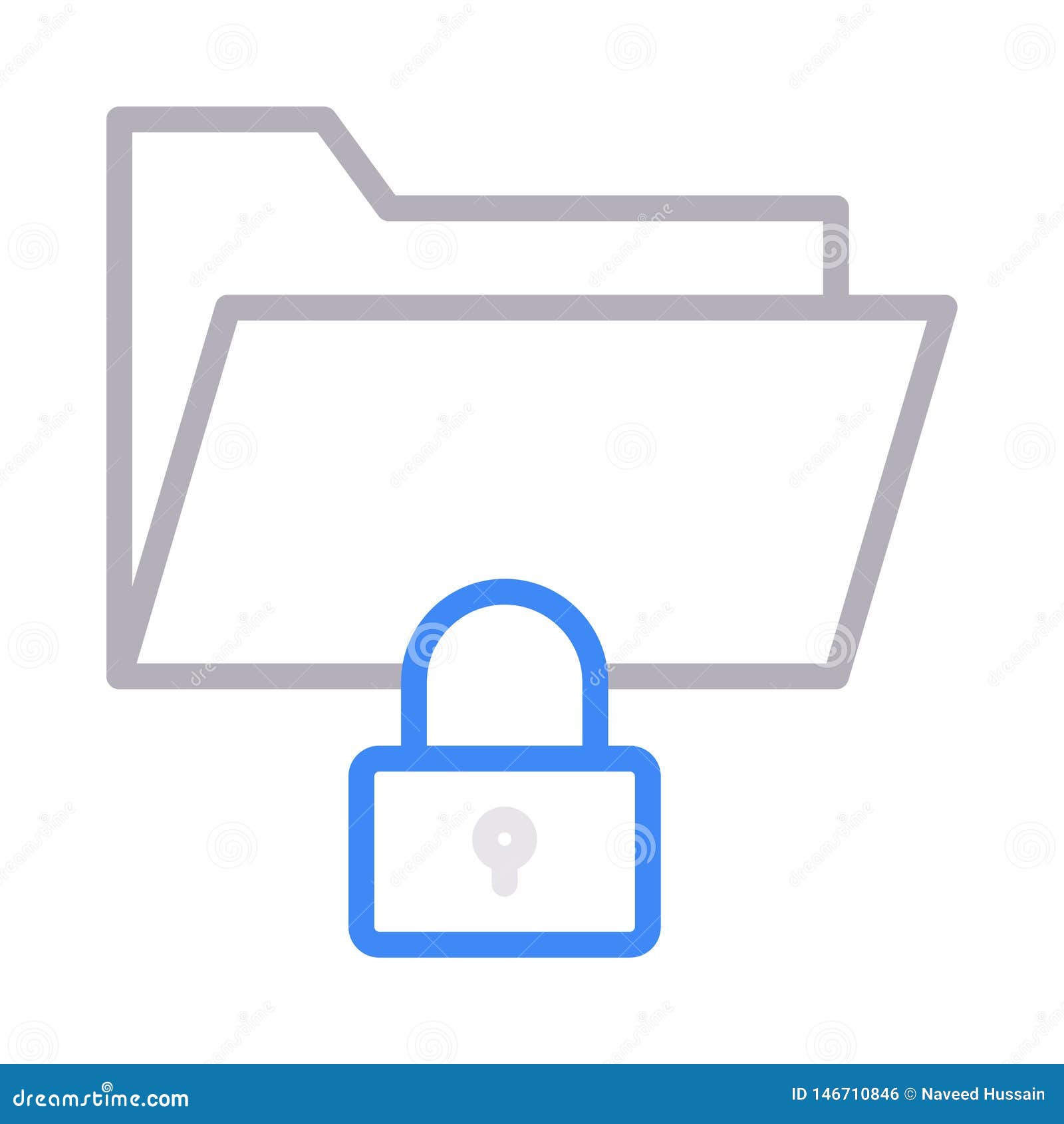 Secure Folder Thin Line Color Vector Icon Stock Vector Illustration Of Icons Information
