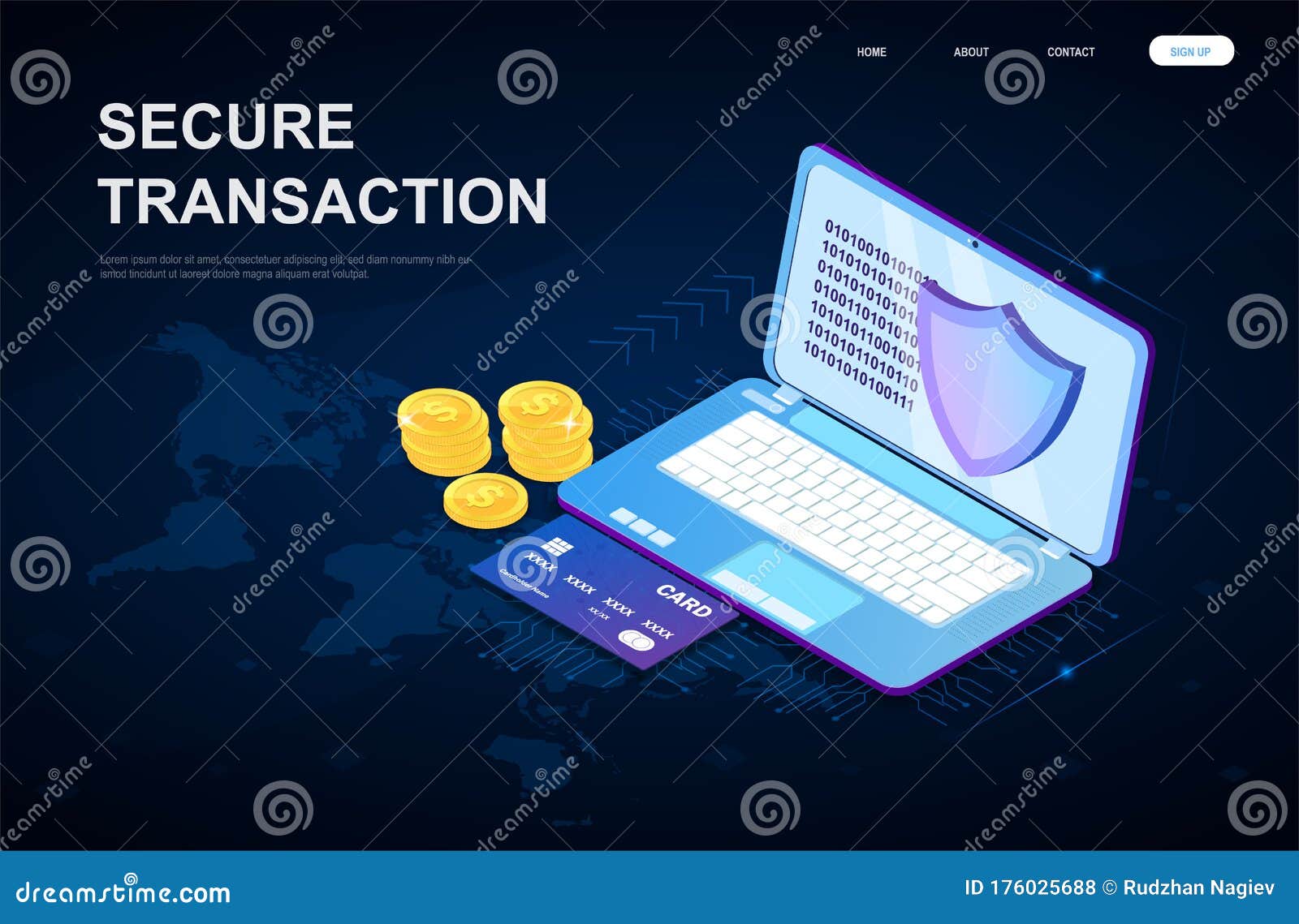 Secure Global Online Transaction Concept Stock Vector - Illustration of ...