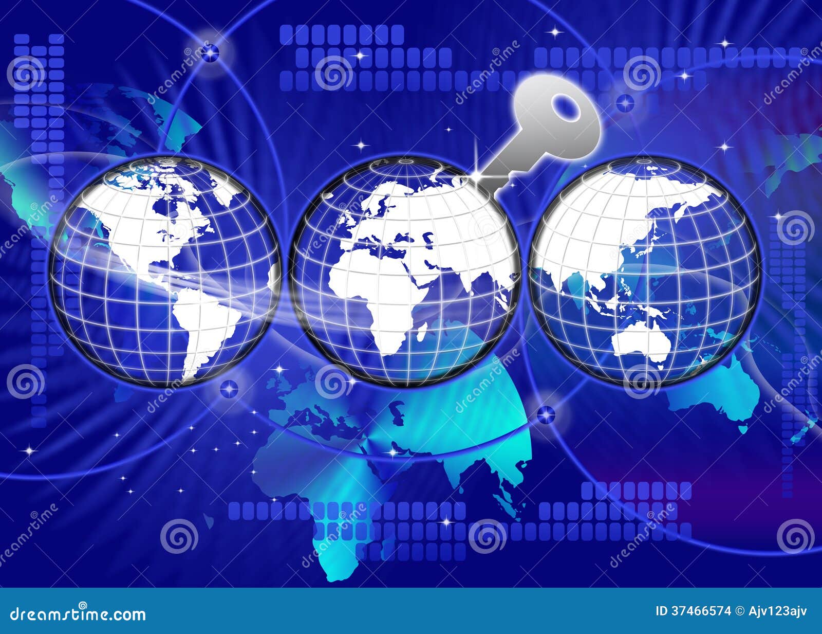 Secure Global World Technology Key Stock Illustration - Illustration of ...
