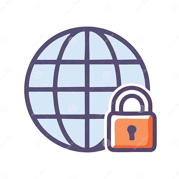 Secure globe. stock vector. Illustration of risk, authentication ...