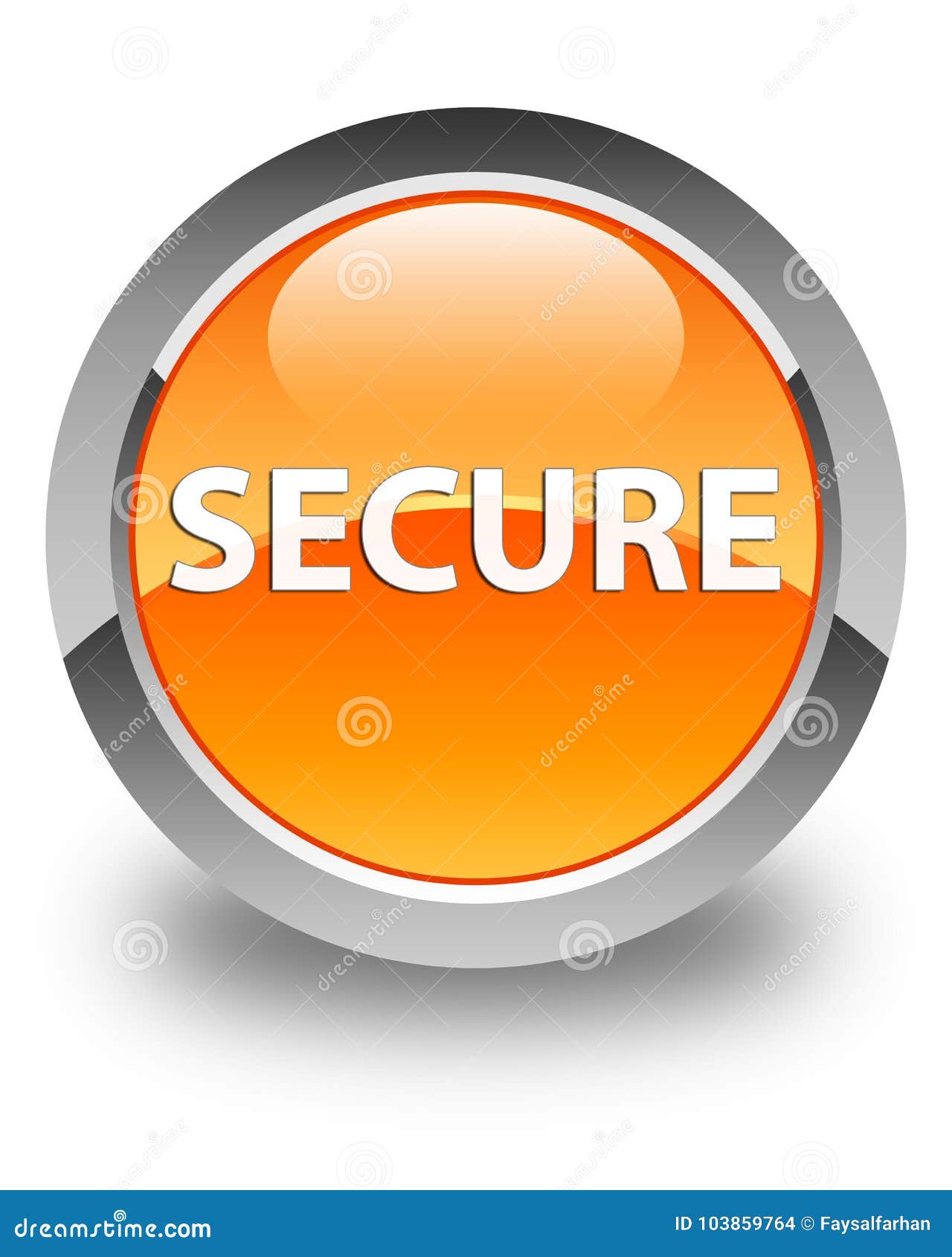 Secure Glossy Orange Round Button Stock Illustration - Illustration of ...