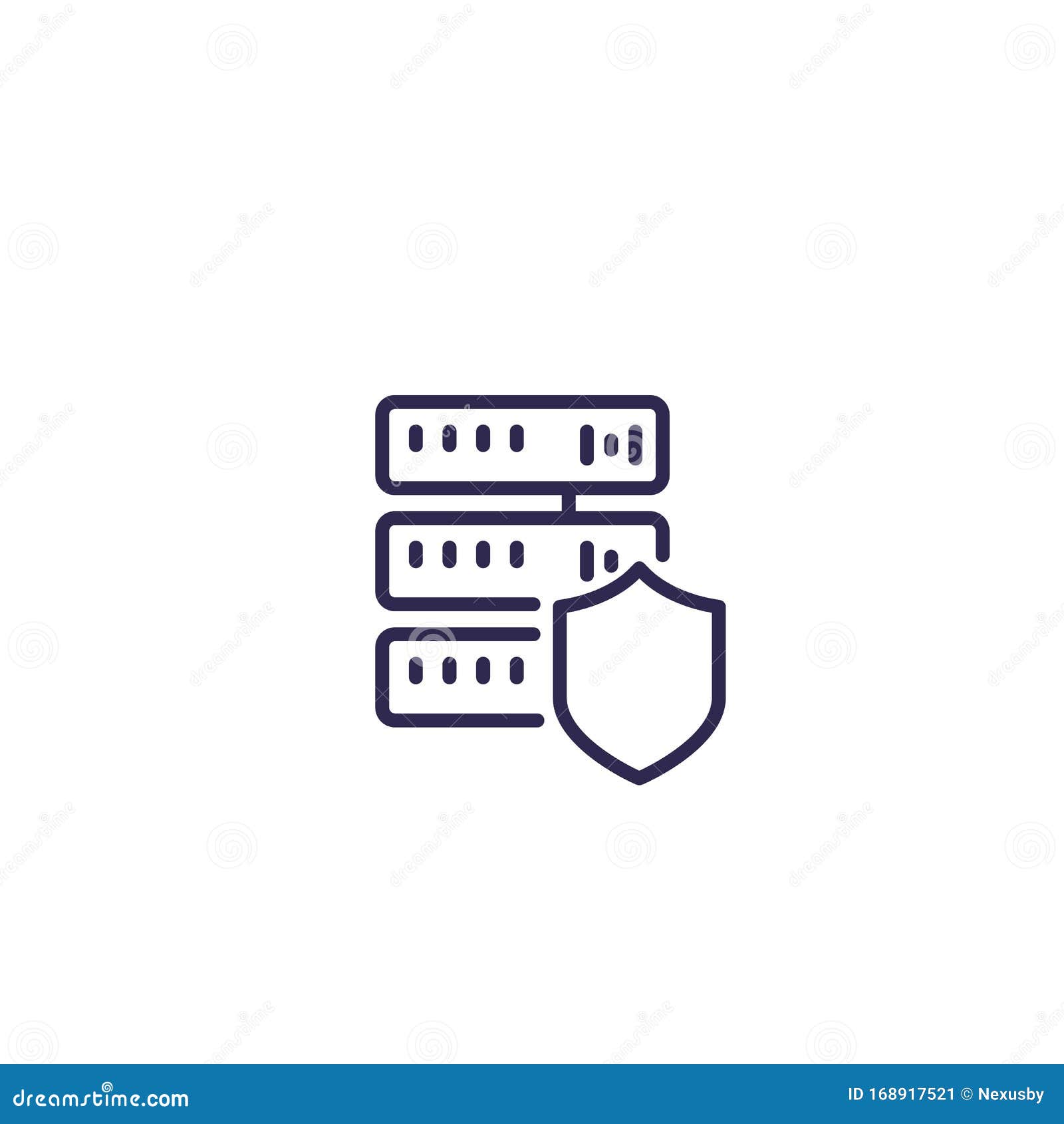 Secure Hosting, Server Vector Line Icon on White Stock Vector ...