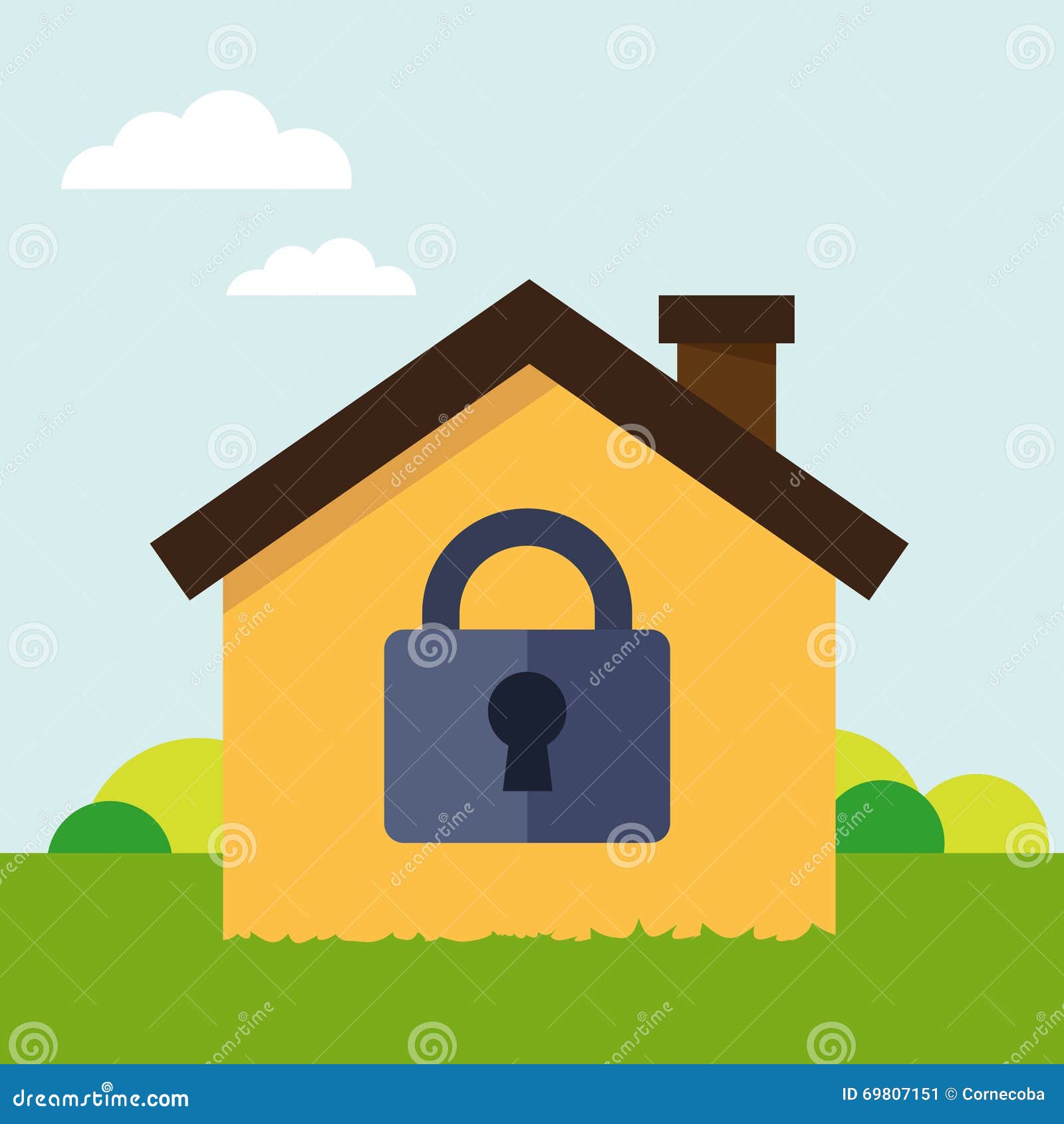 Secure house stock vector. Illustration of abstract, protect - 69807151