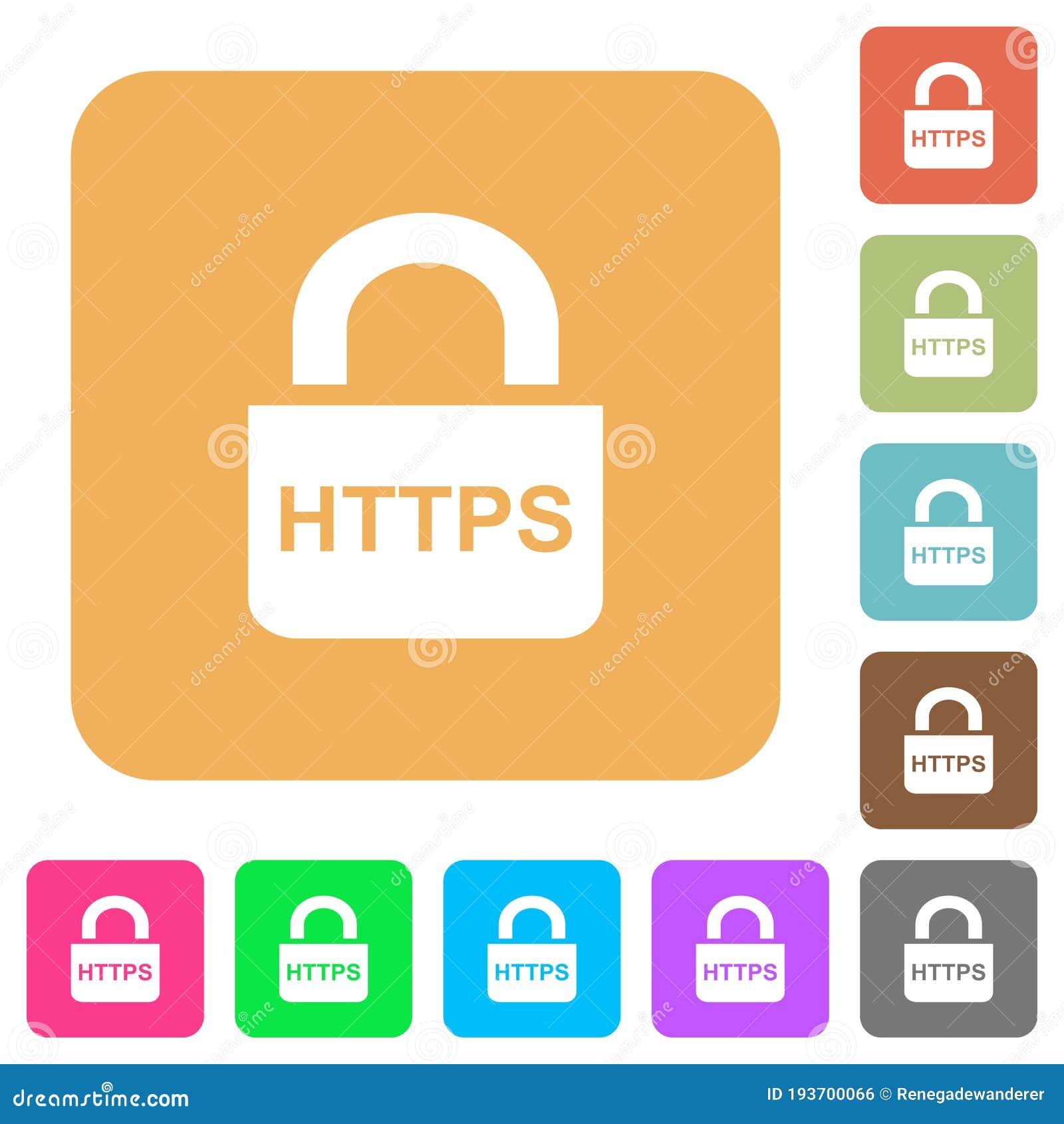 Secure Https Protocol Rounded Square Flat Icons Stock Illustration ...