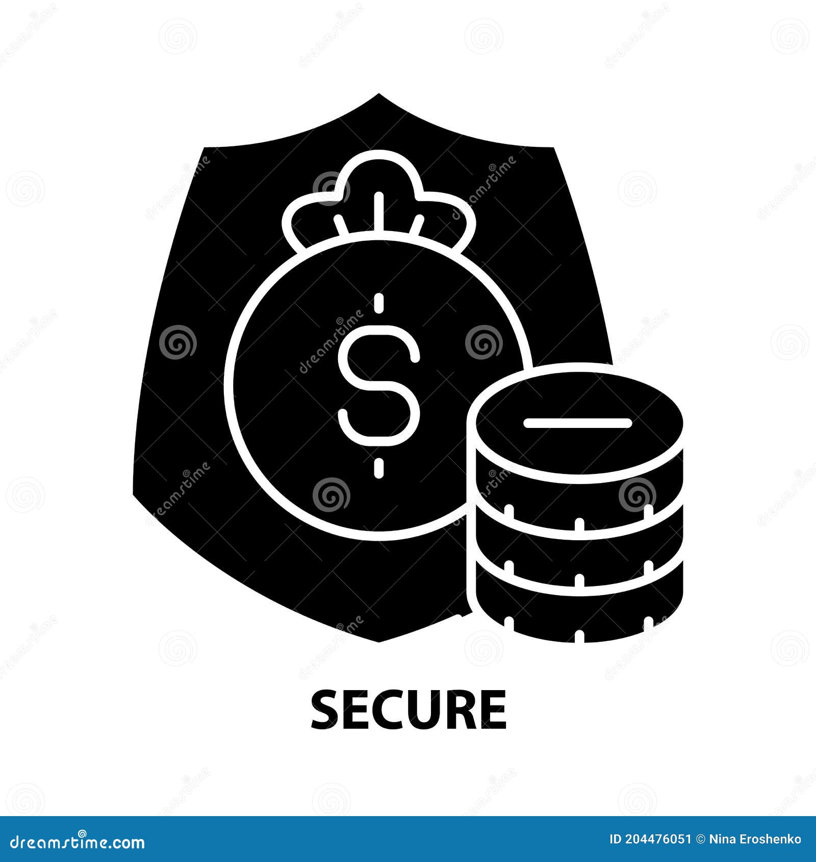 Secure Icon, Black Vector Sign with Editable Strokes, Concept ...