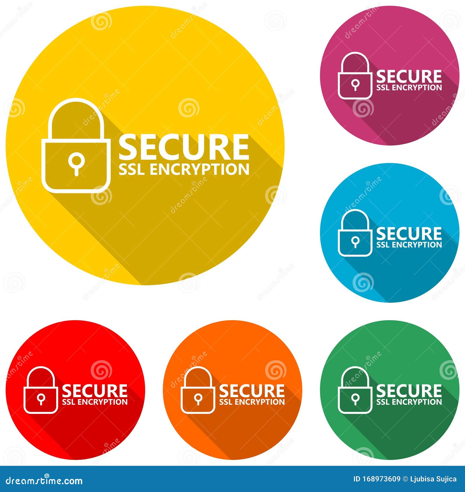 Secure Internet Connection SSL Icon with Long Shadow Stock Vector ...