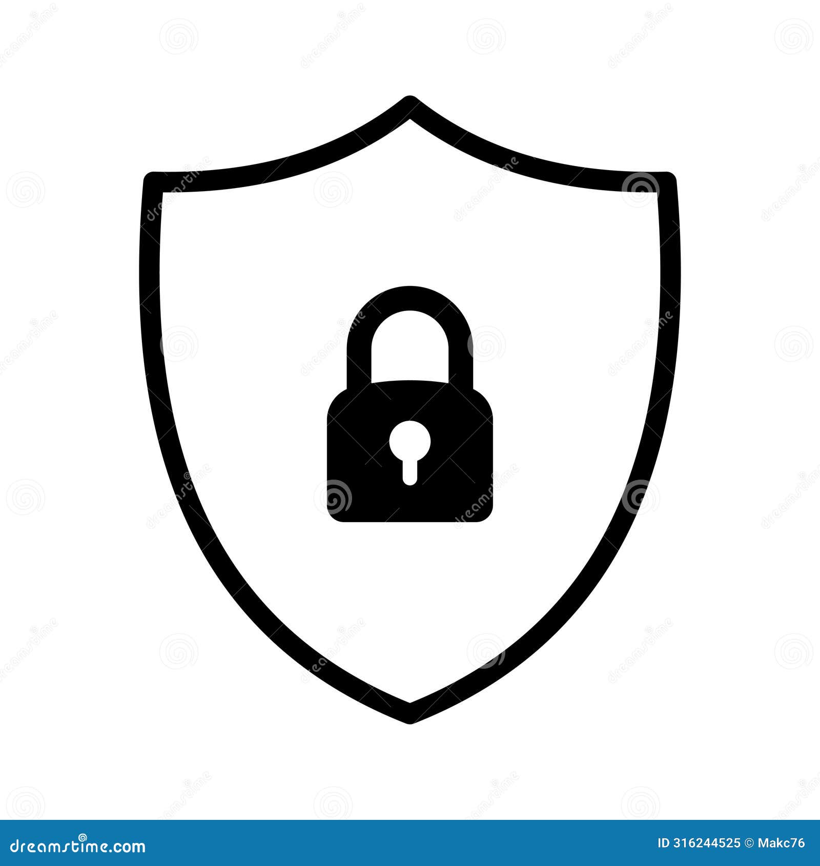 Secure Internet Icon. Shield with Padlock, Symbol Security Protection ...