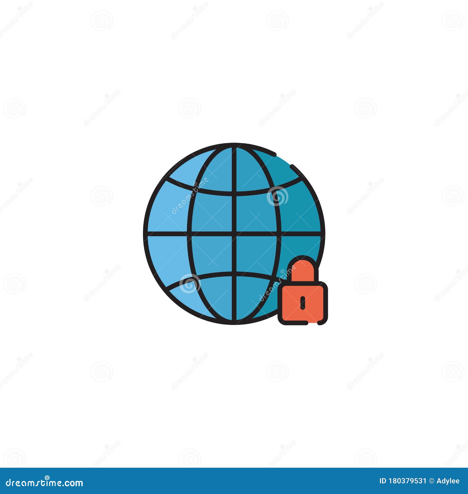 Secure Internet Vector Icon Symbol Protection Isolated on White ...