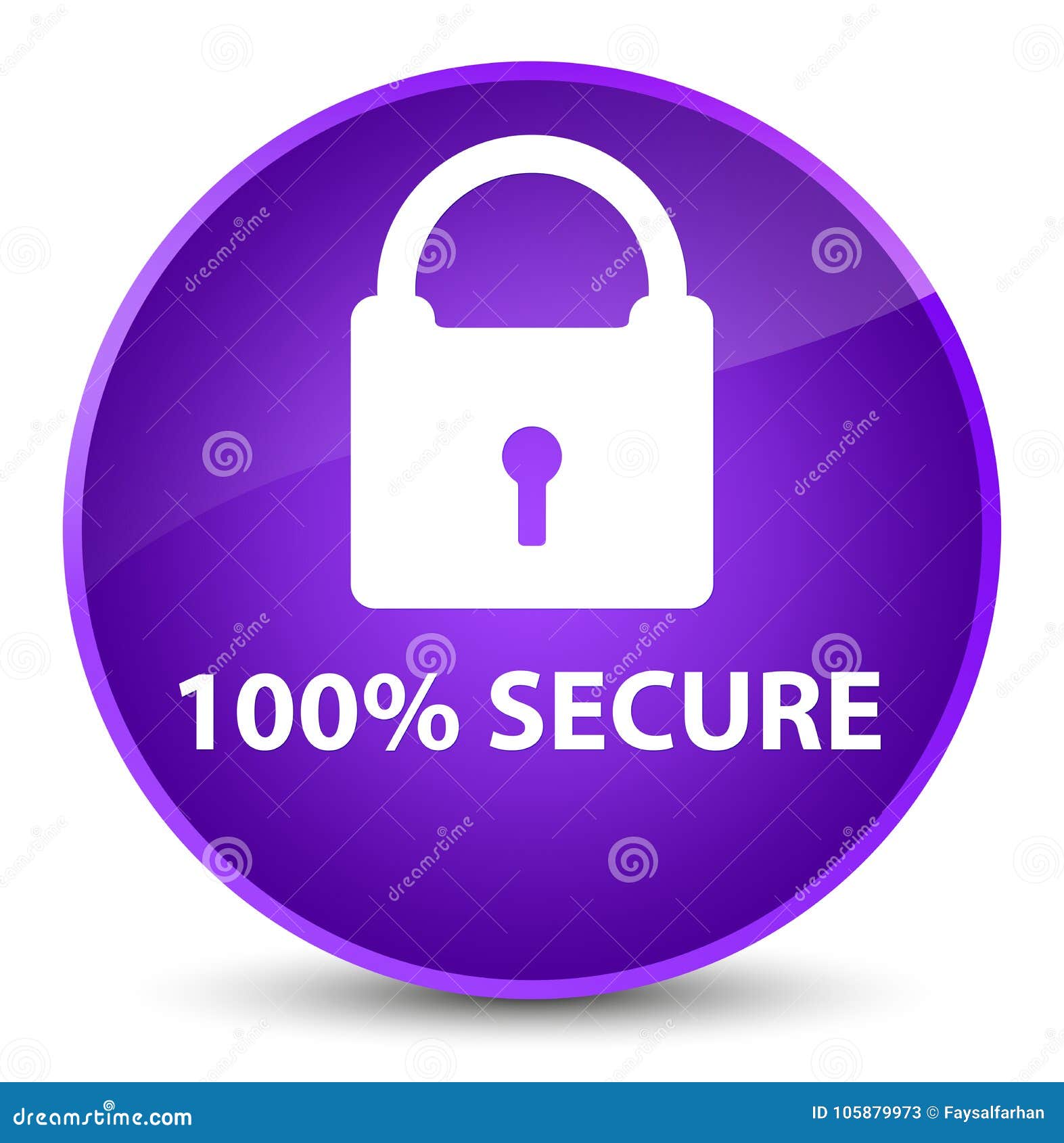100 Secure Elegant Purple Round Button Stock Illustration ...