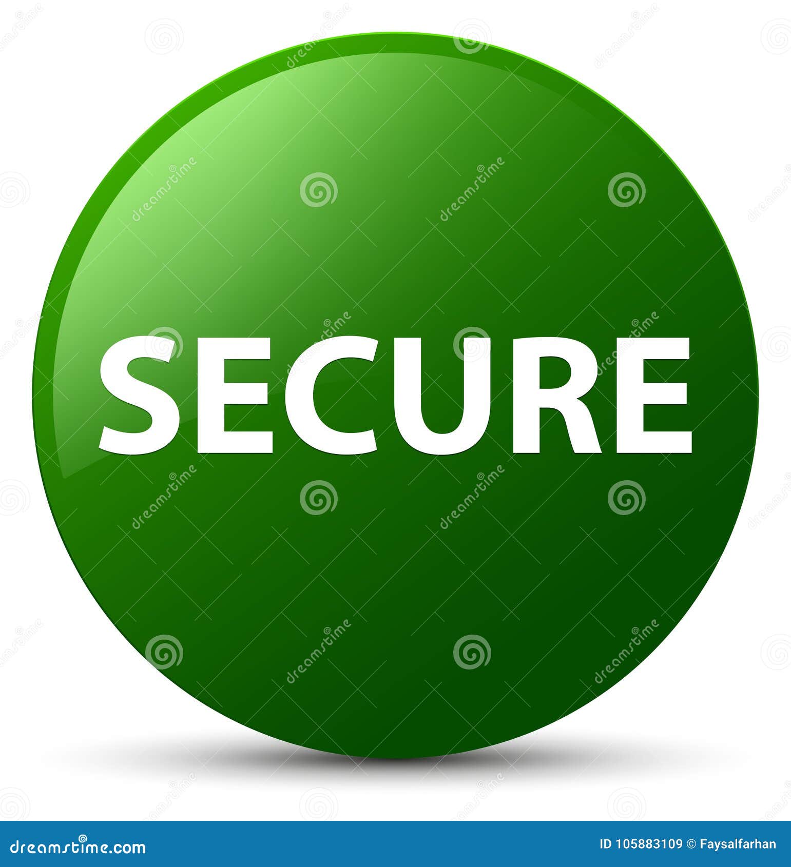 Secure green round button stock illustration. Illustration of ...