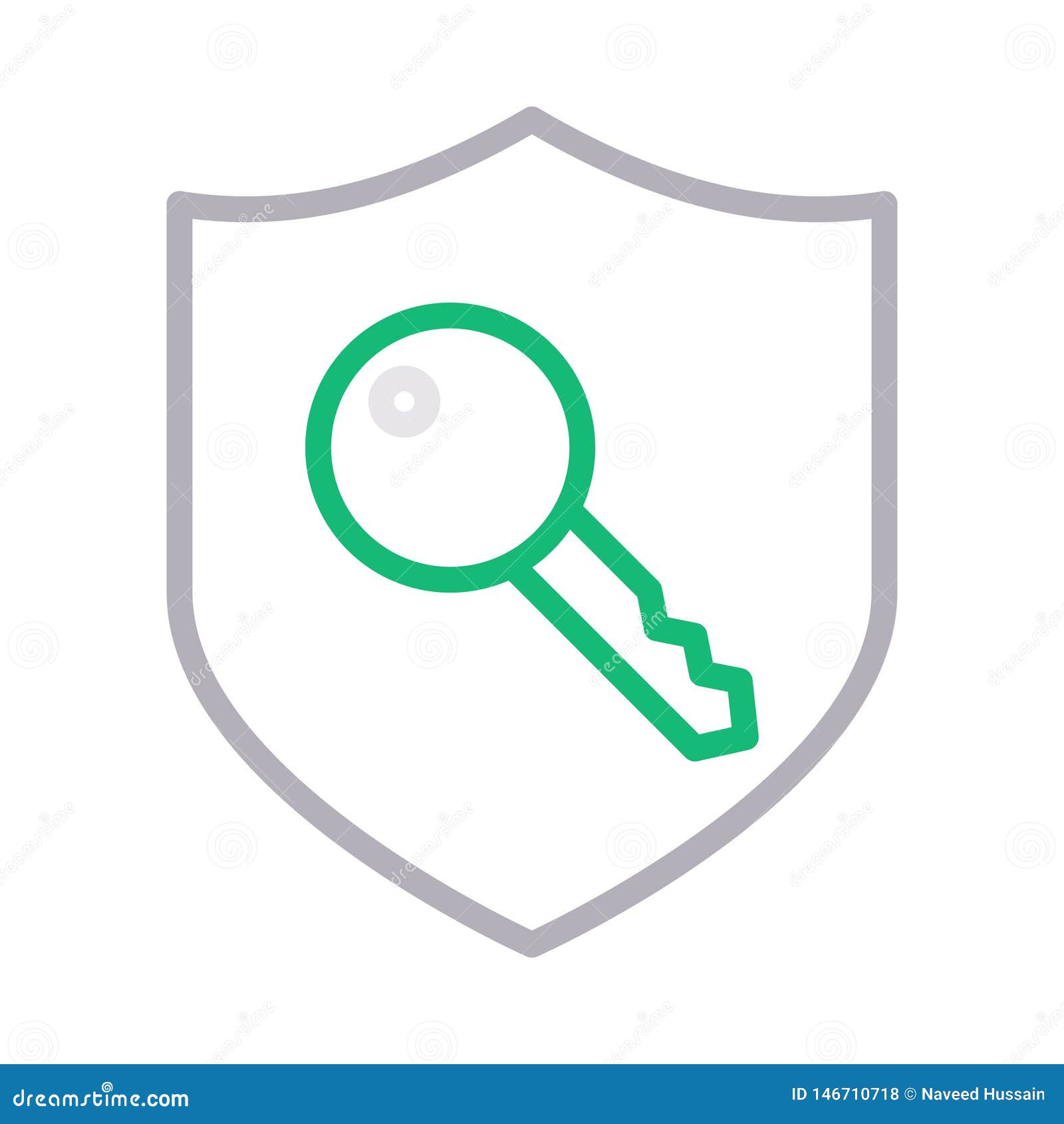 Secure Key Thin Line Color Vector Icon Stock Vector - Illustration of ...