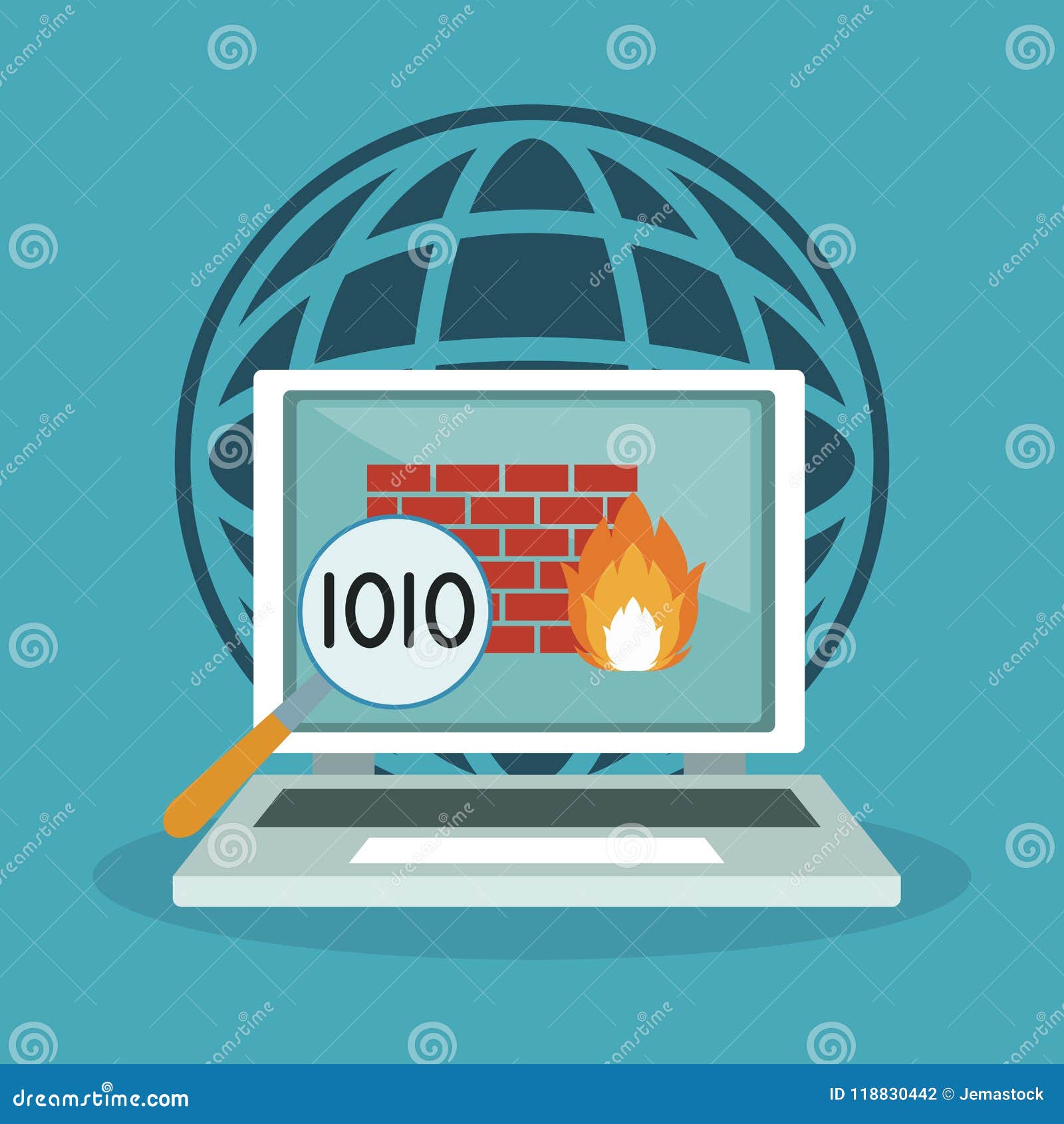 Laptop Firewall Royalty-Free Cartoon | CartoonDealer.com #27946673