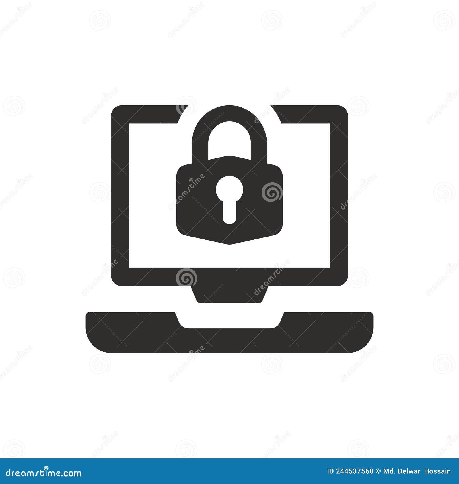 Secure laptop icon stock vector. Illustration of sign - 244537560