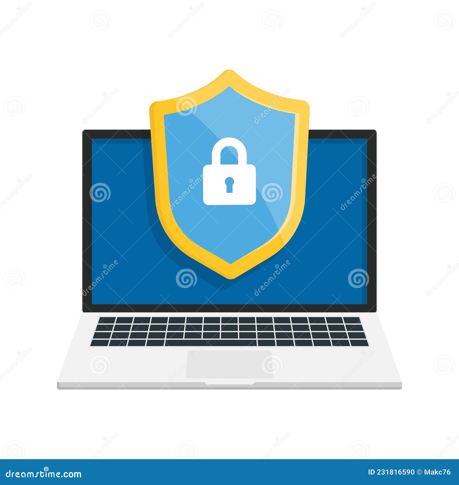 Secure Laptop Locked. Privacy Policy, Safety Lock and Data Protection ...