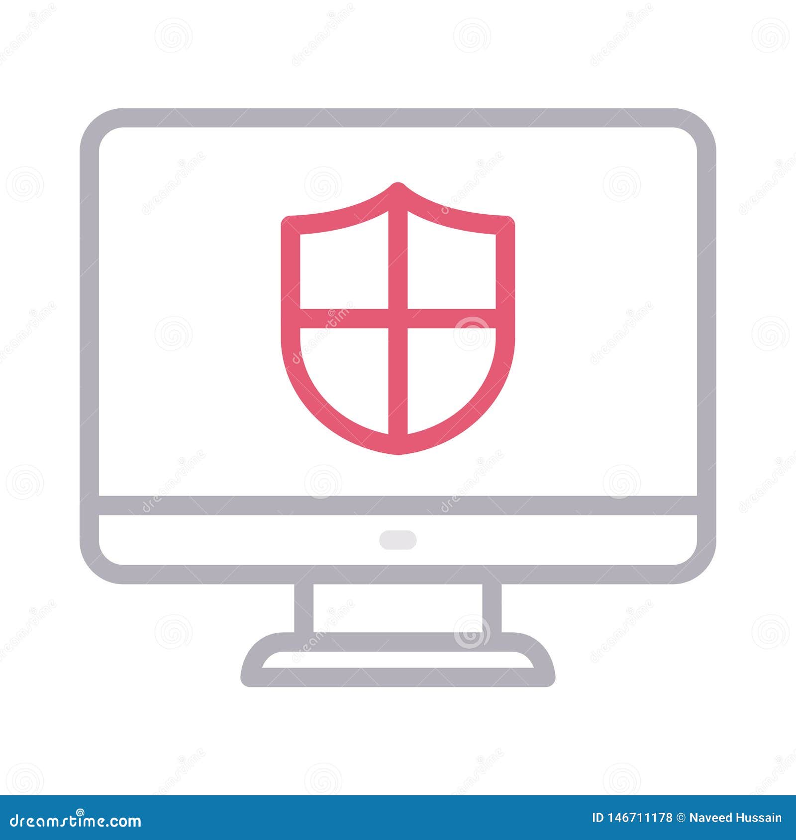 Secure Lcd Thin Line Color Vector Icon Stock Vector - Illustration of ...