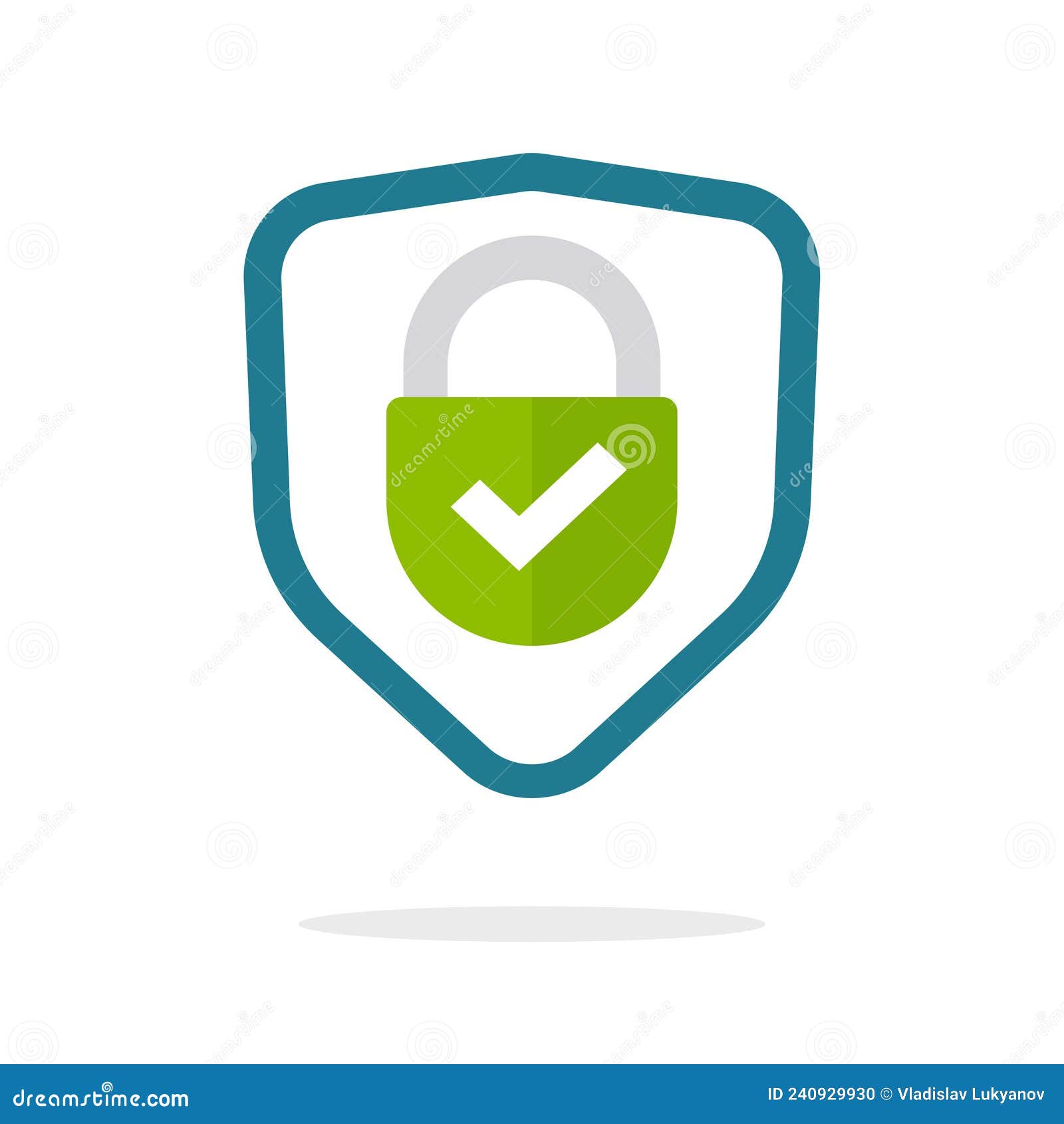 Secure Lock and Shield Icon Vector for Antivirus Security Access Flat ...