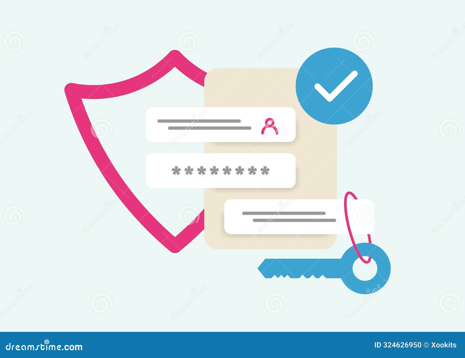 Secure Login and Authentication Minimalist Illustration with Shield ...