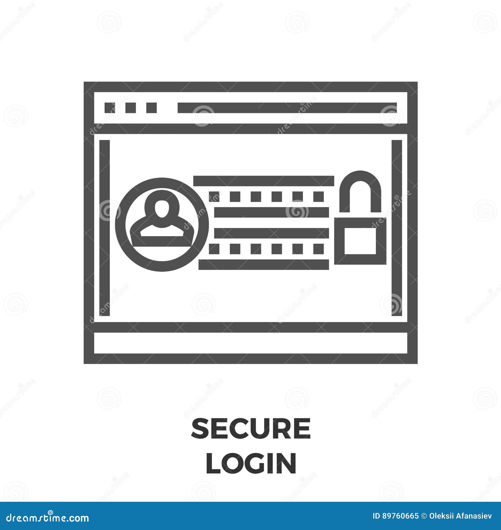 Secure Login Line Icon stock vector. Illustration of padlock - 89760665