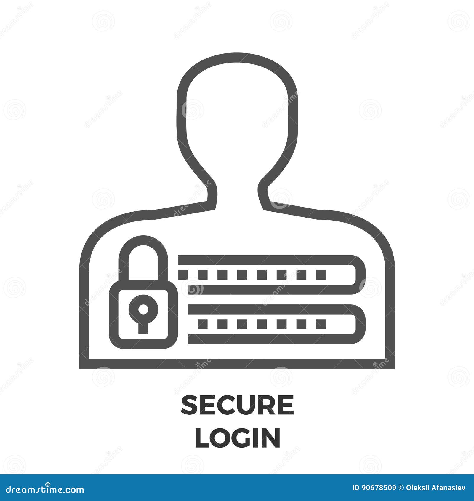 Secure Login Line Icon stock vector. Illustration of background - 90678509