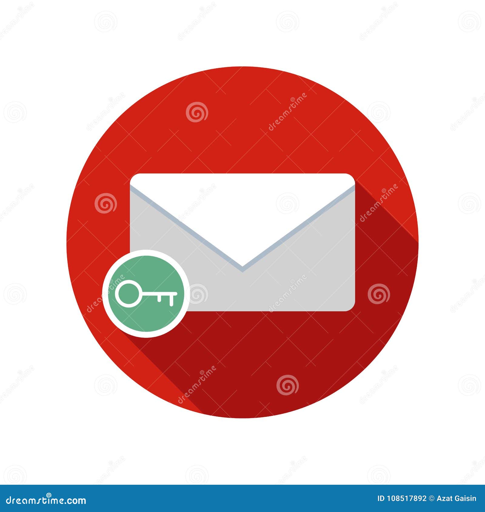 Secure Mail Icon. Email Icon with Long Shadow Stock Vector ...